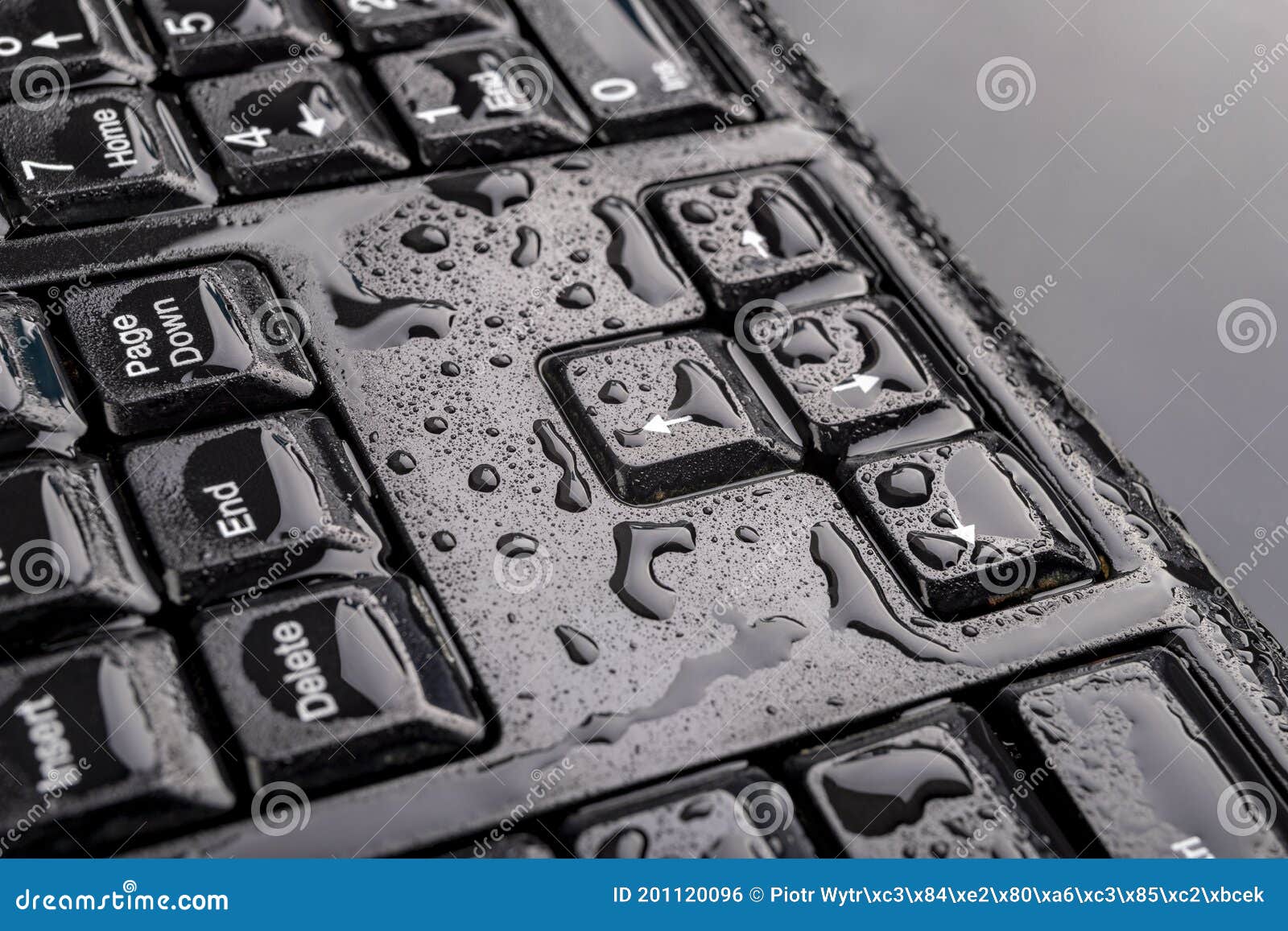 Water Drops on the Computer Keyboard. Water Flooded Computer Keys Stock ...