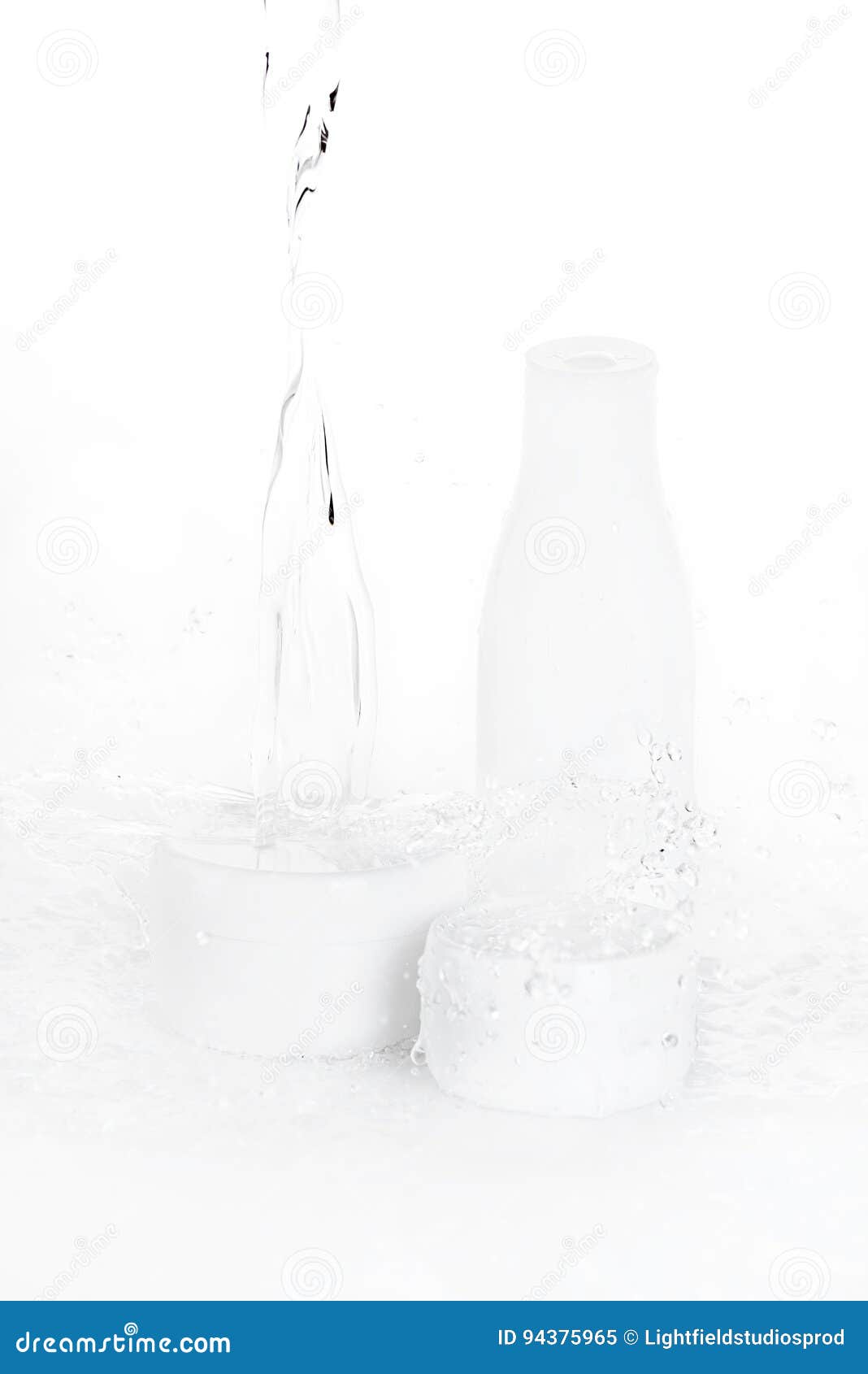 Water Drops Falling on Bottle and Boxes Stock Image - Image of flux ...