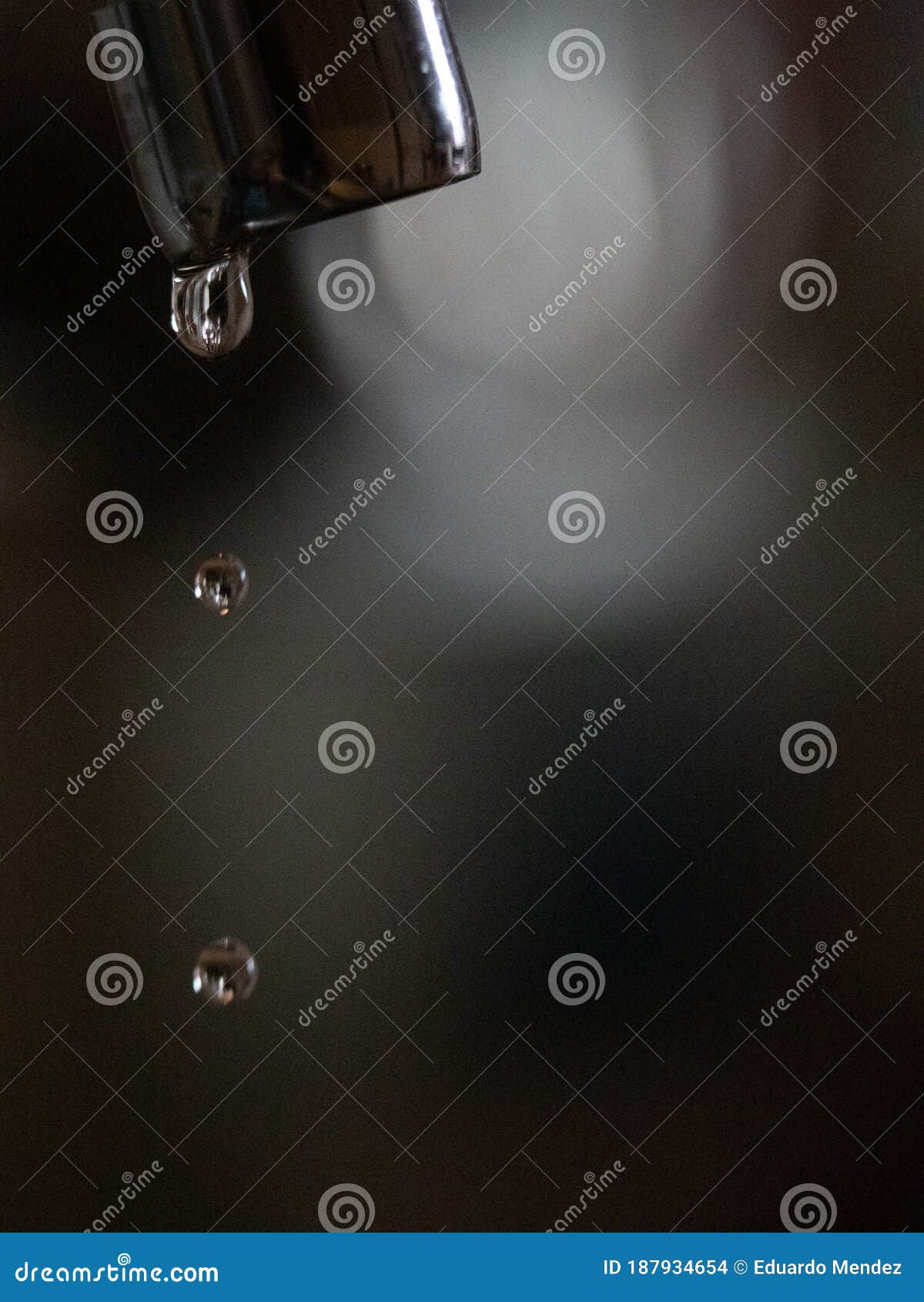 Water Drops Falling from a Tap Stock Photo - Image of horizontal, blue ...