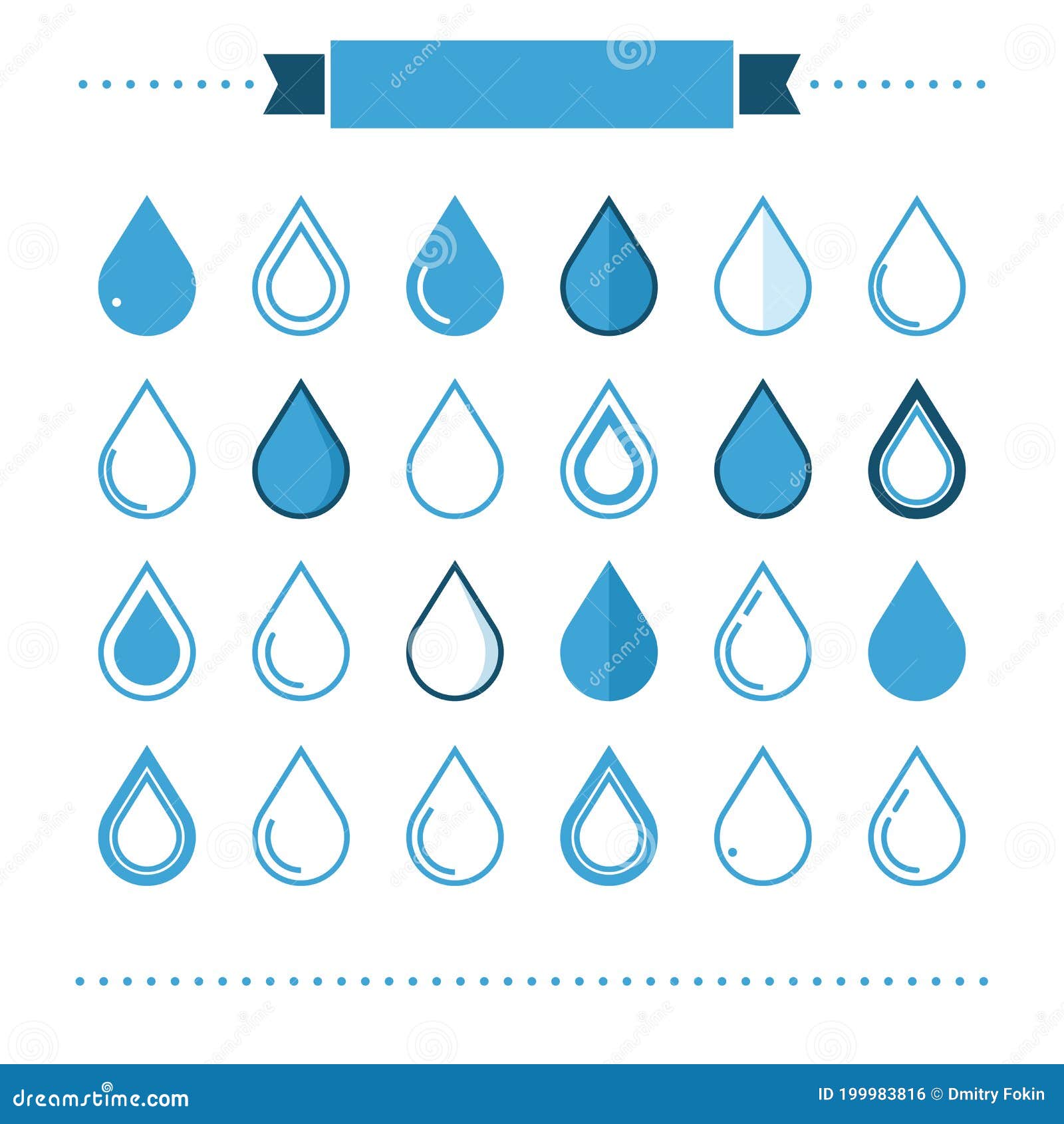 Water Drop Flat Design Icon Set, Vector Illustration Stock Vector ...