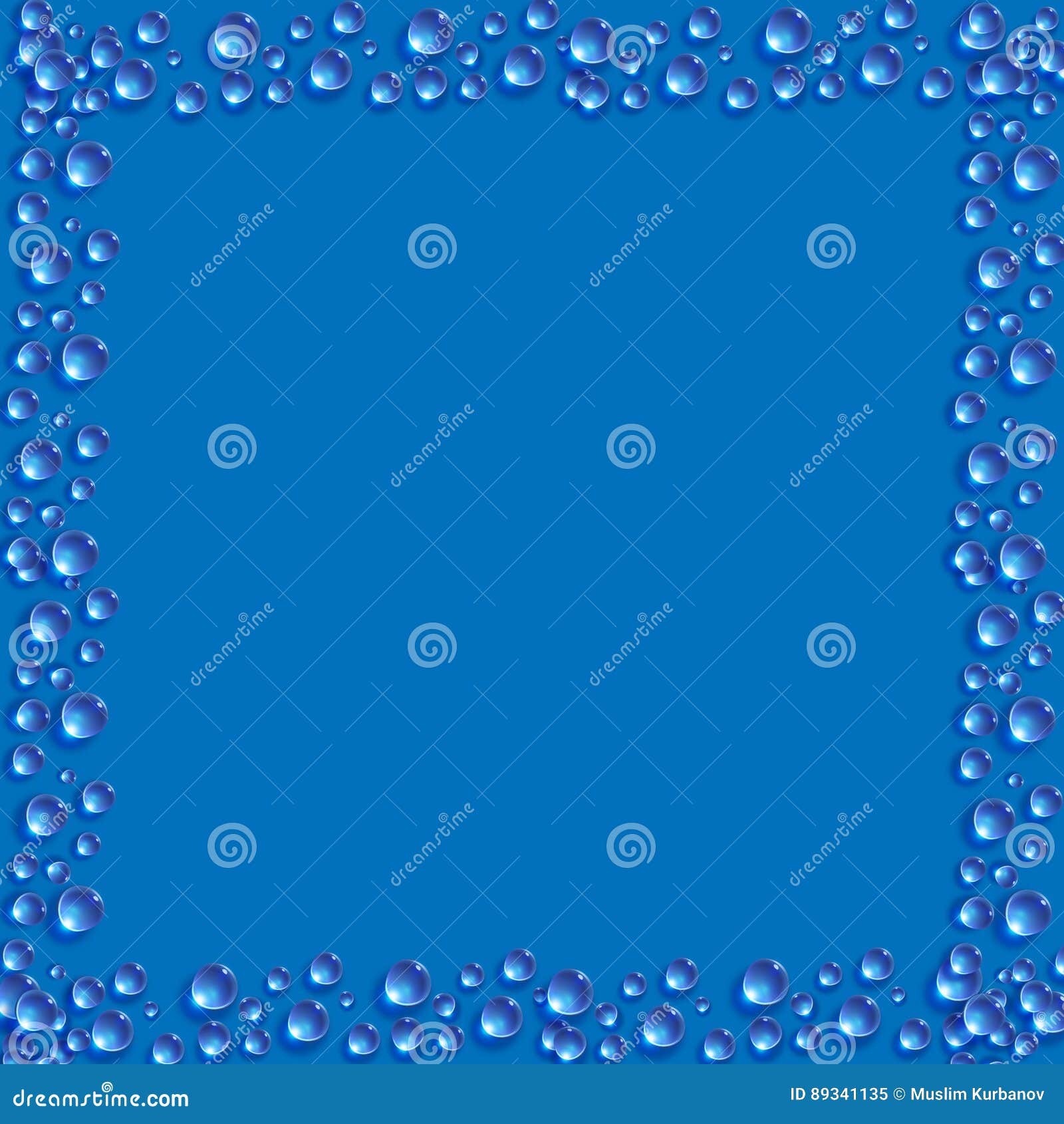 Water Drops Frame on a Blue Background Stock Illustration ...