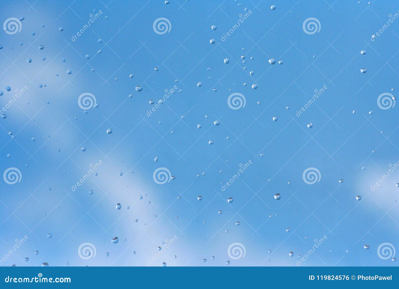 Water Drops on the Glass and Blue Sky Stock Photo - Image of pure ...