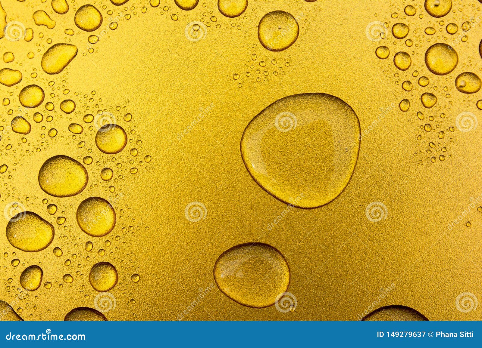Water Drops on Gold Background or Texture Stock Image - Image of clear ...
