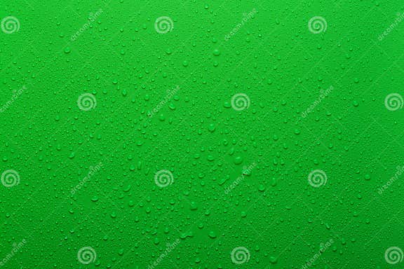 Water Drops on Green Color Surface Stock Image - Image of condensation ...