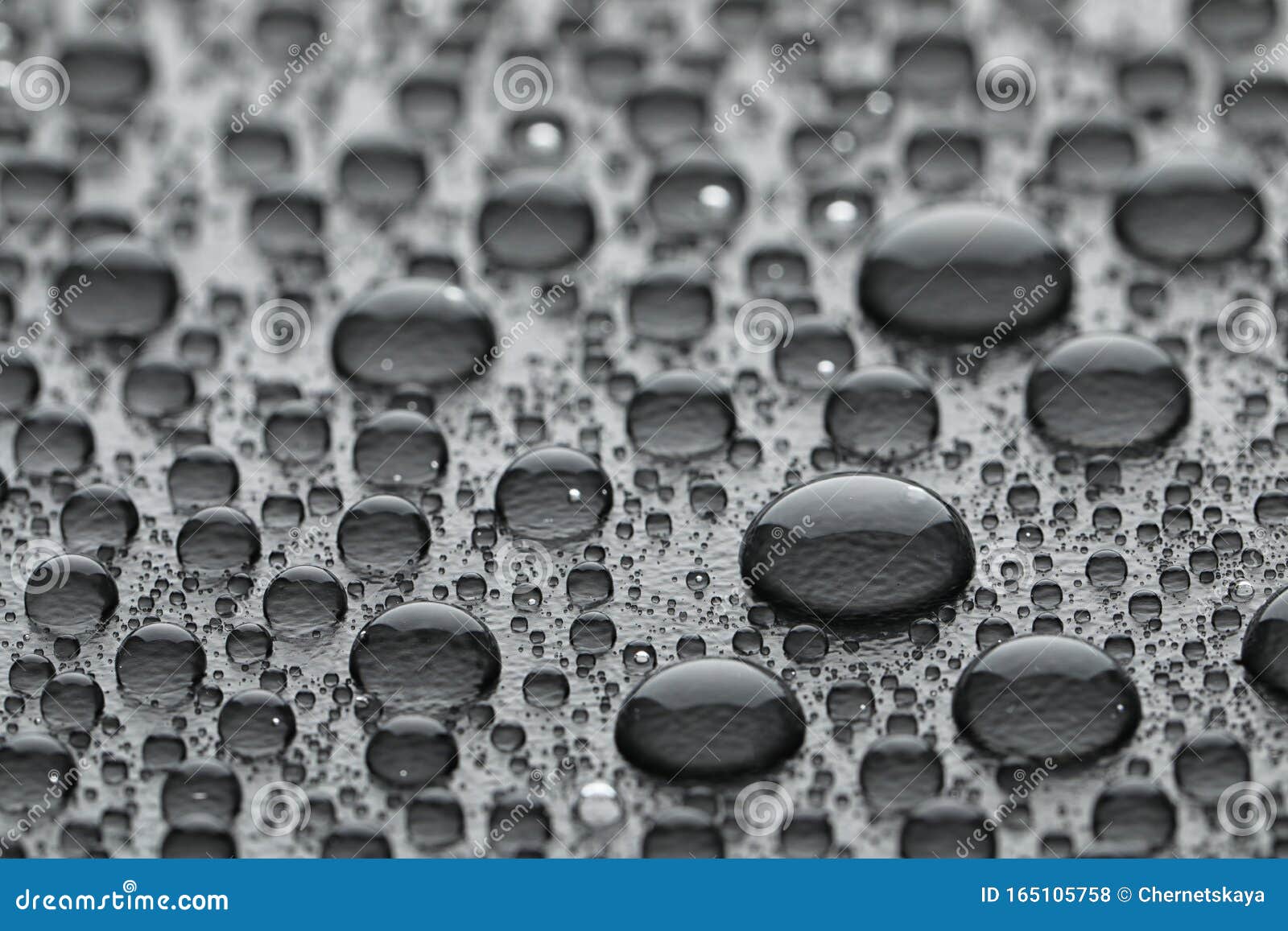 Water Drops on Grey Background, Closeup Stock Photo - Image of humid ...