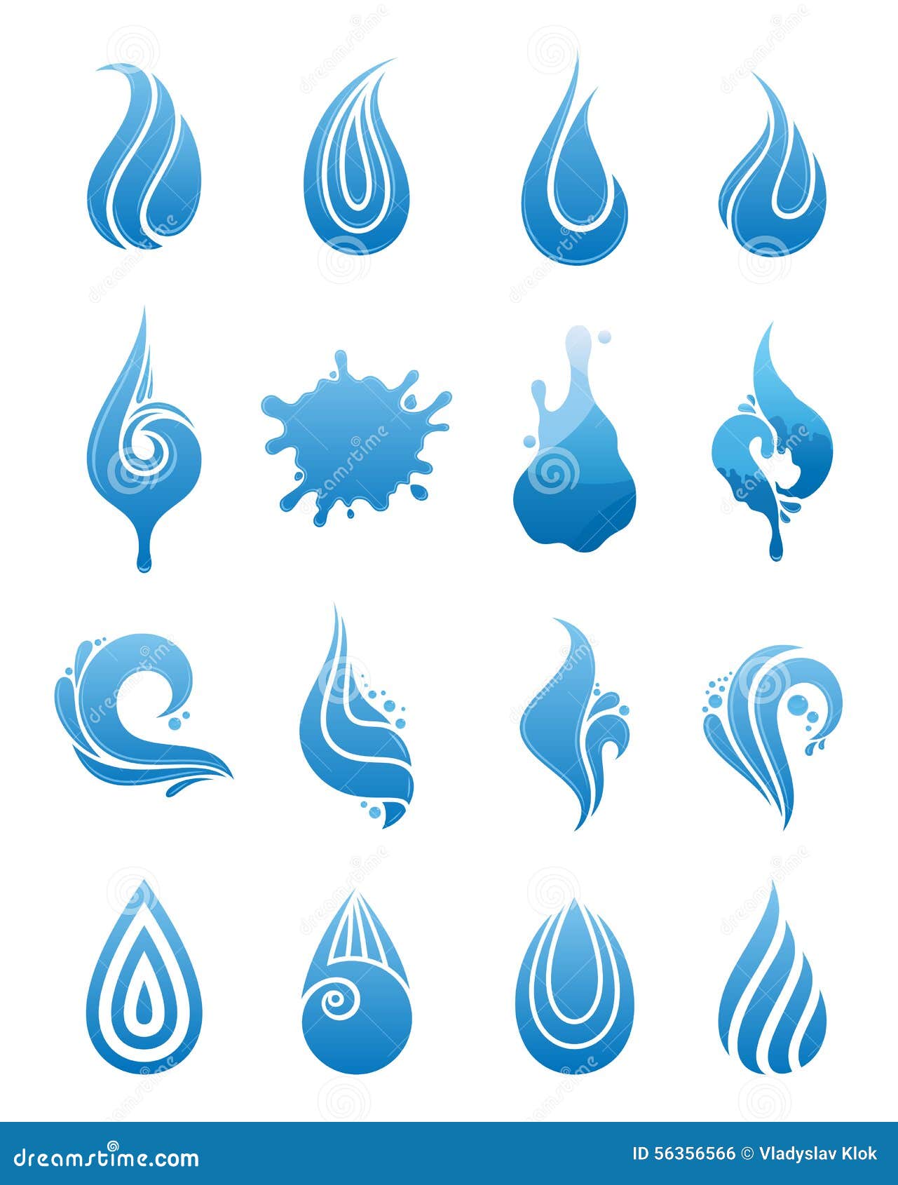 Water Drops, Icons and Design Elements Stock Vector - Illustration of ...