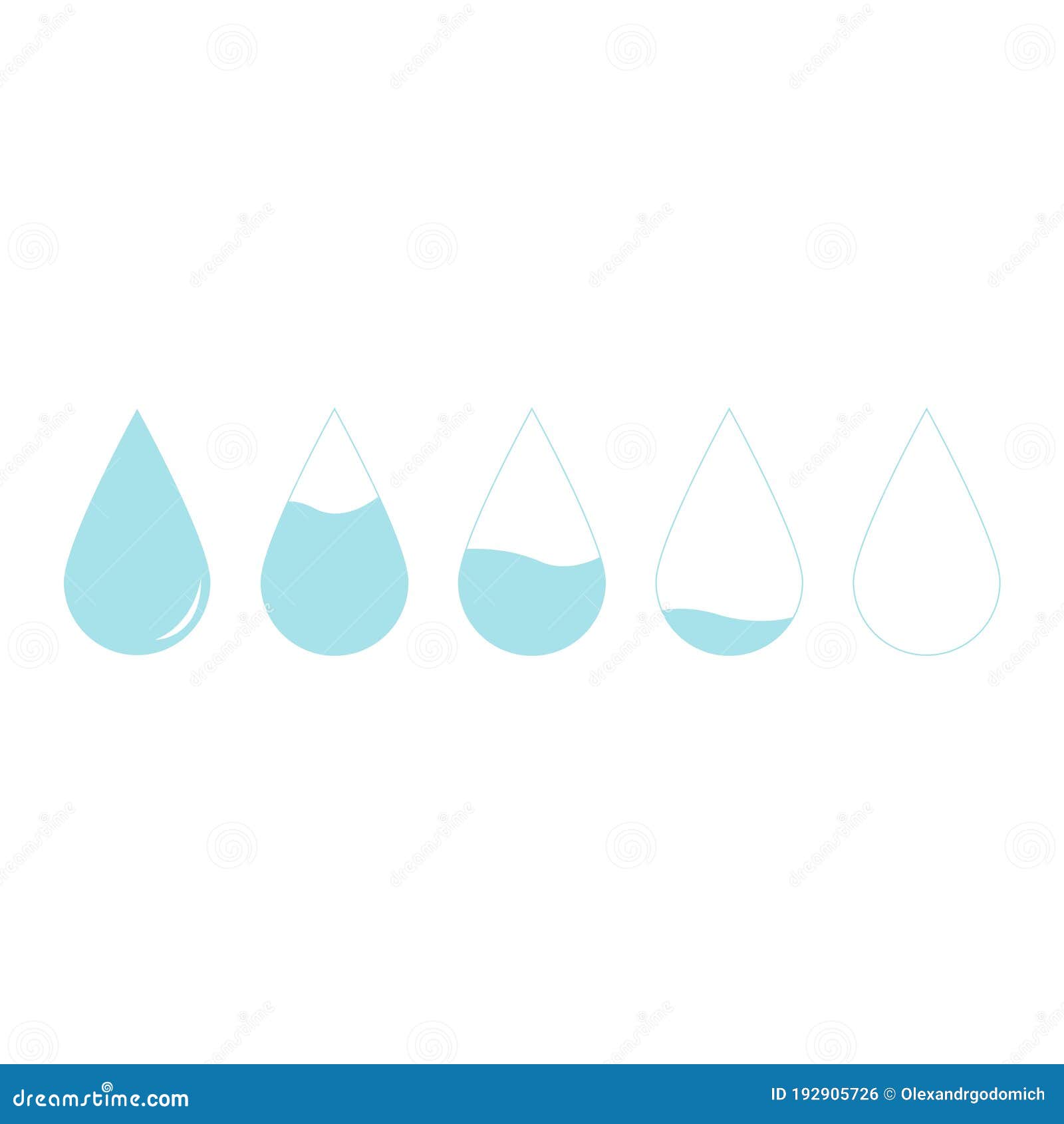 Water Drops Icons Set. Full, Quarter, Halved and Empty Drops Template ...