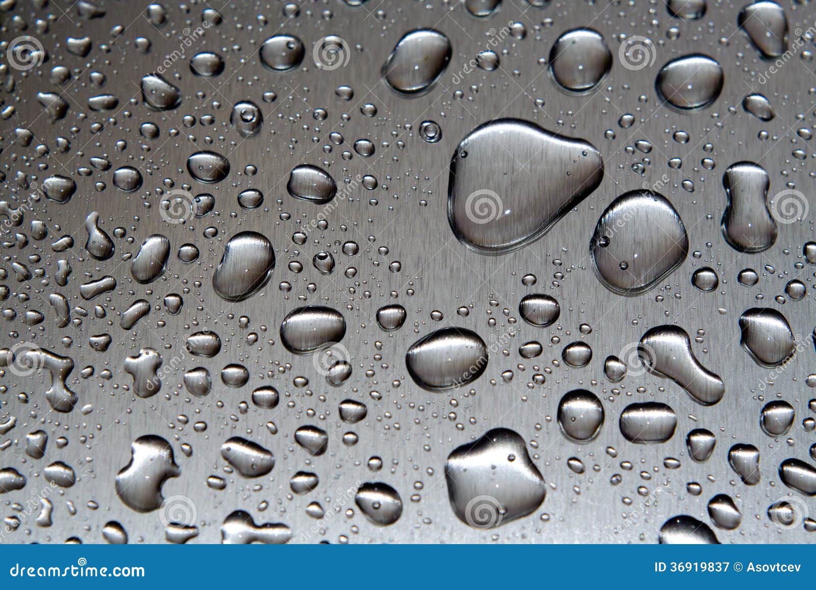 Water Drops on the Metal Closeup Stock Image - Image of texture ...