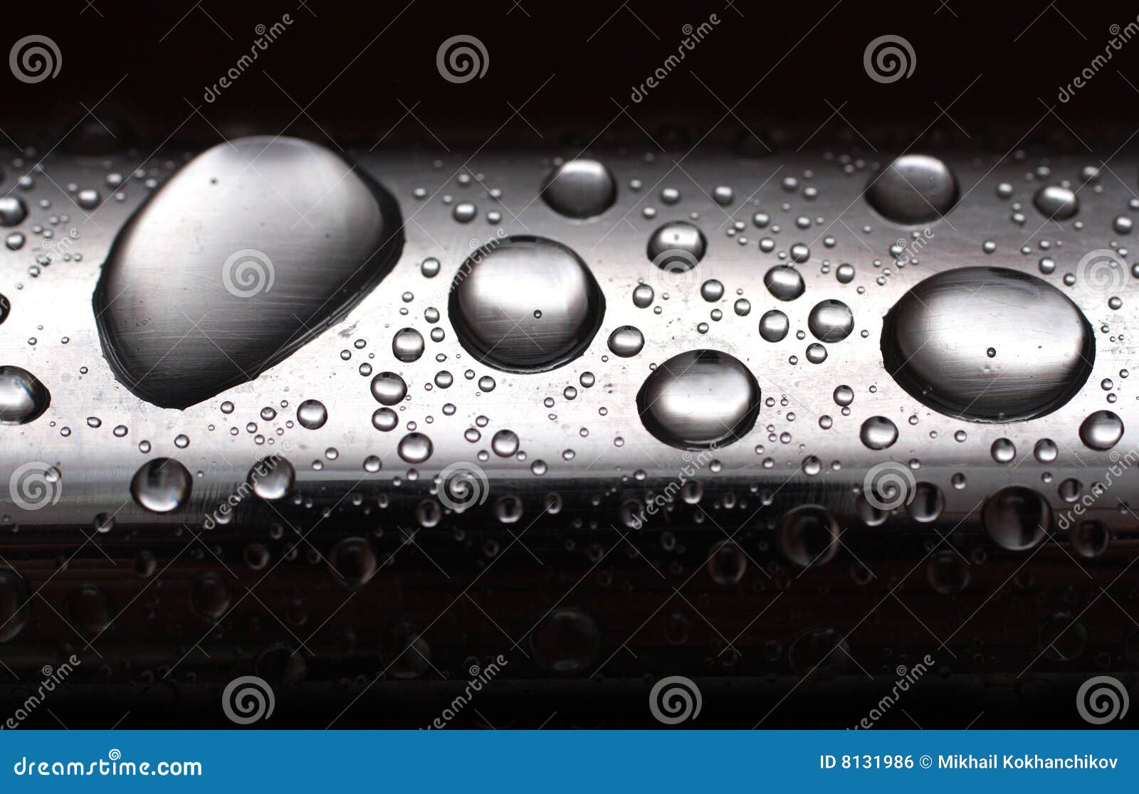 Water drops on metal tube stock photo. Image of bubble - 8131986