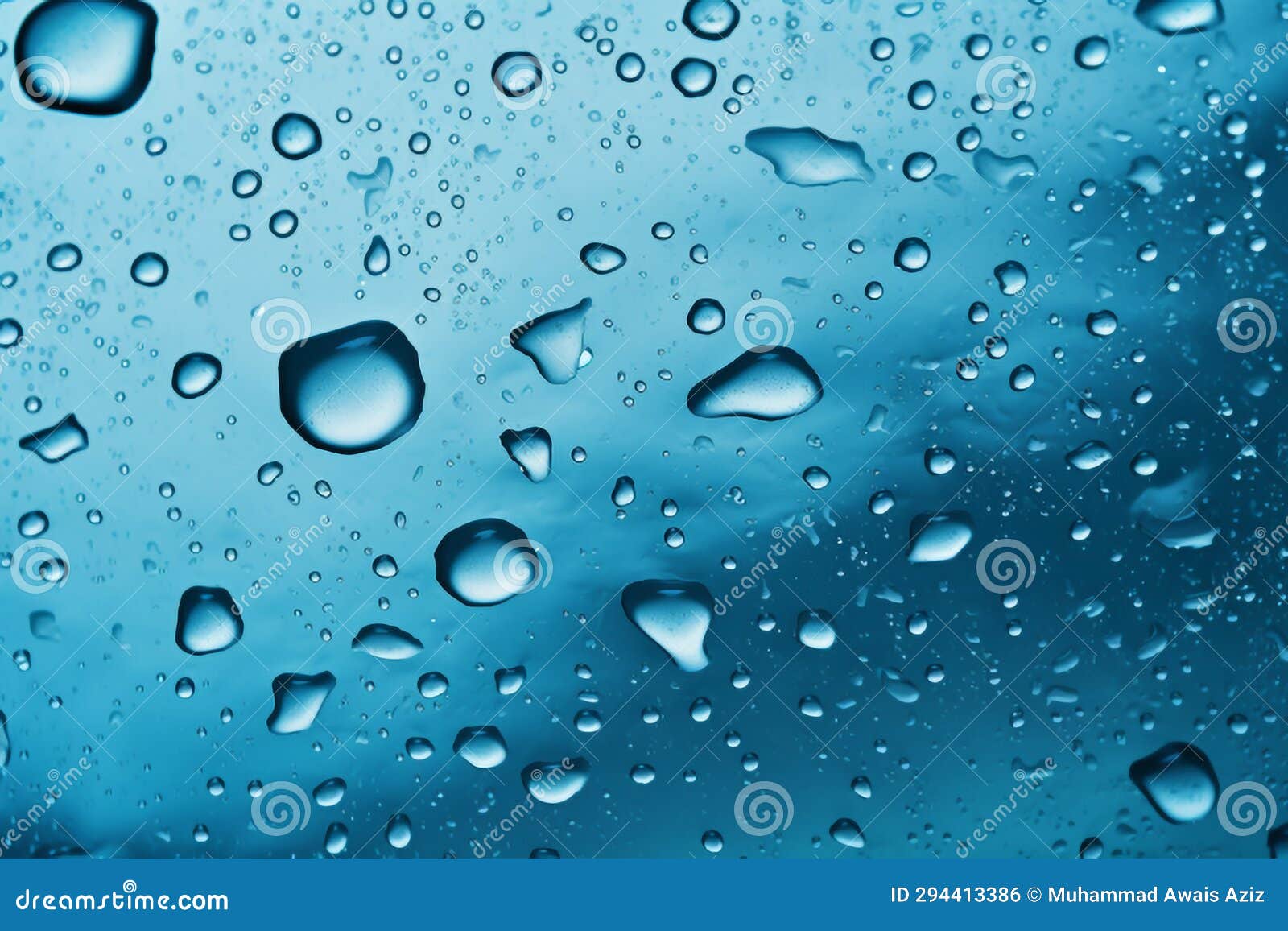 Water Drops on Metallic Surface Blue Background Stock Illustration ...