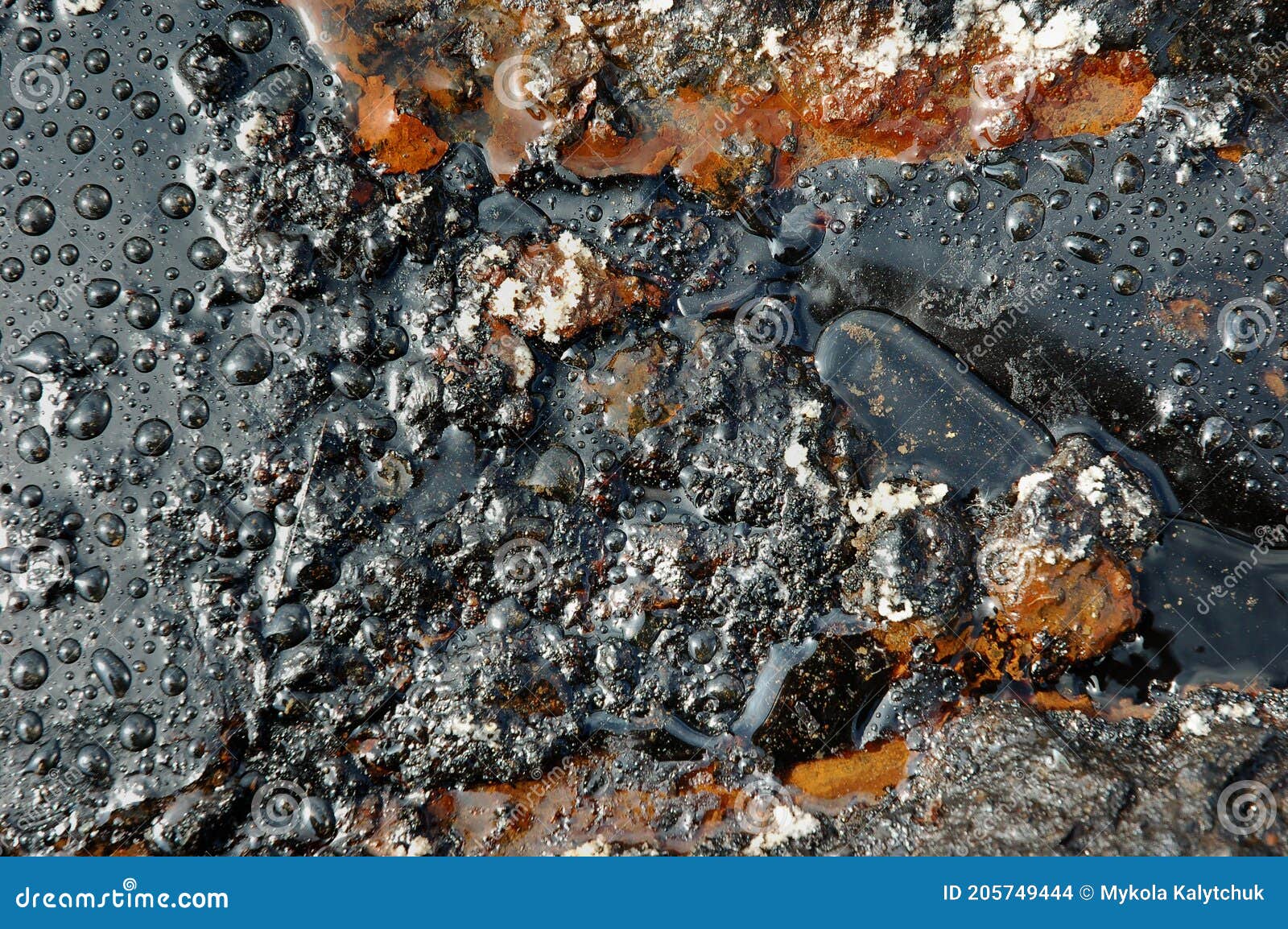 Water Drops on the Petroleum Surface Stock Photo - Image of ...