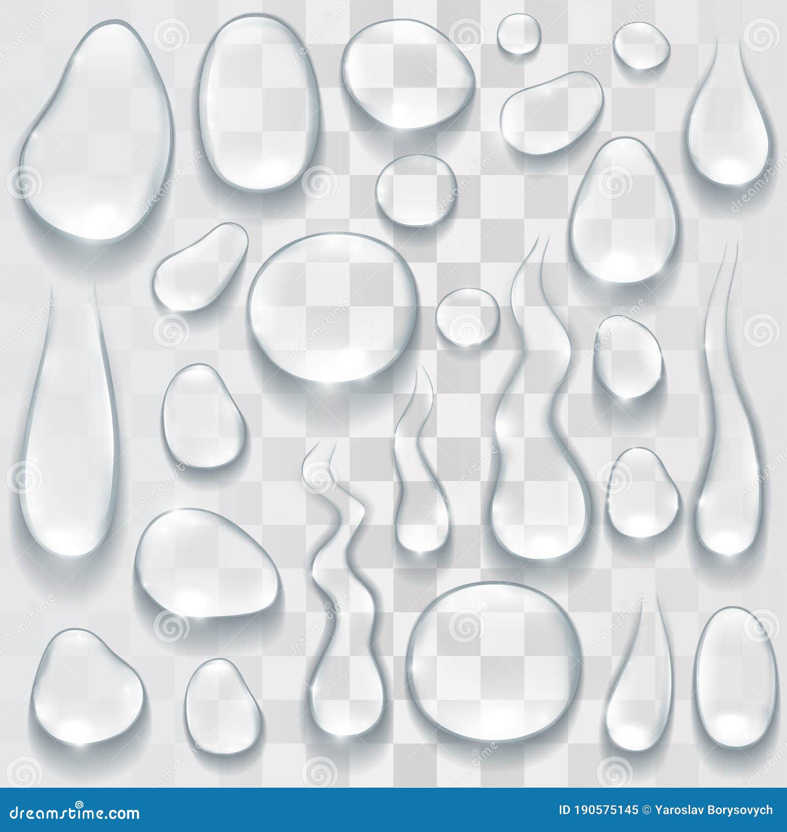 Water Drops Realistic Isolated Set on Transparent Background. Vector ...