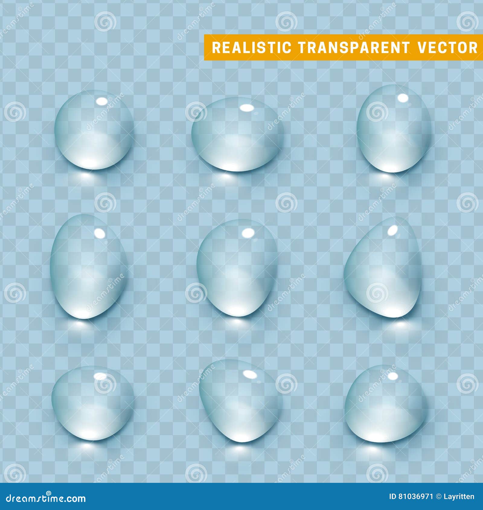 Water Drops Realistic Set Elements Design Stock Vector - Illustration ...