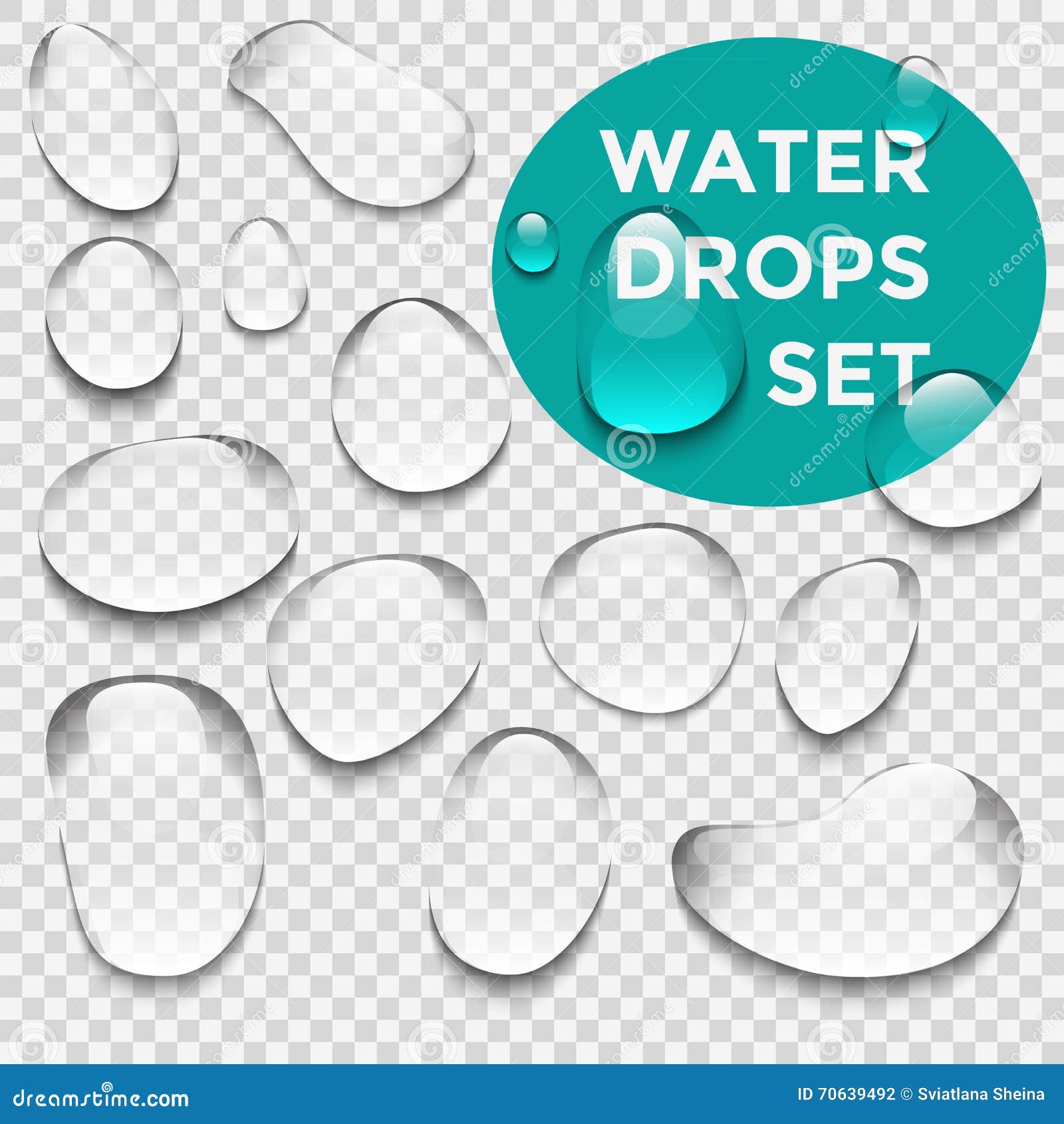 Water drops realistic set stock vector. Illustration of rain - 70639492
