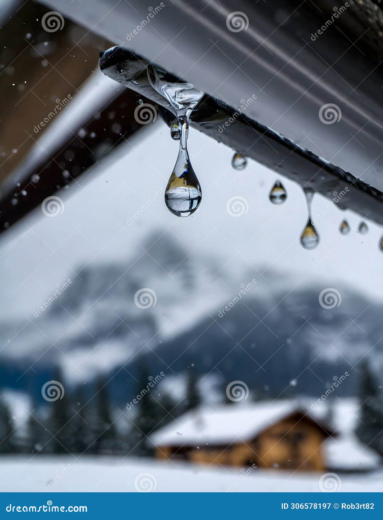Water Drops on the Roof of a House in the Dolomites Stock Illustration ...