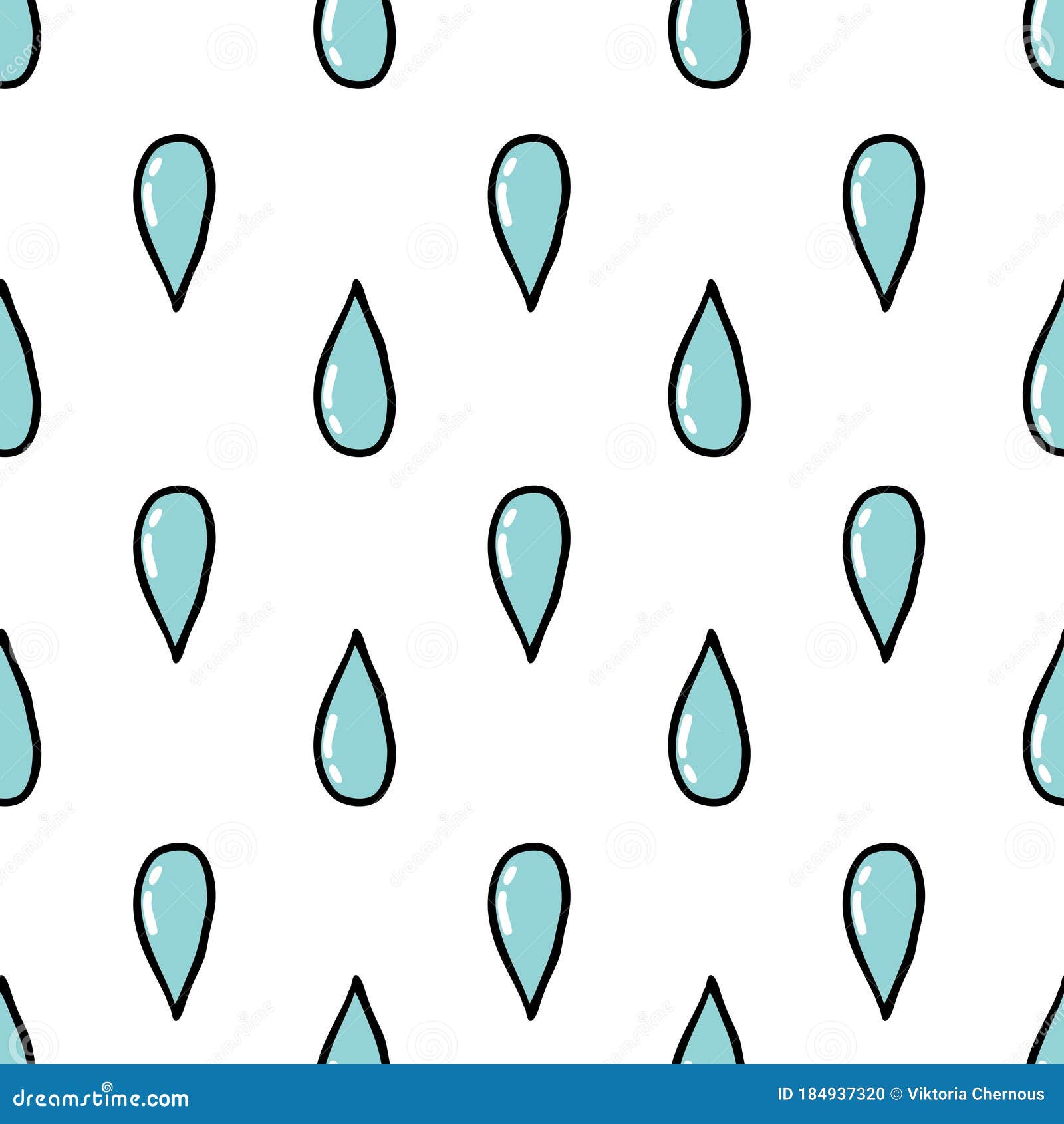 Water Drops Seamless Doodle Pattern, Vector Illustration Stock ...