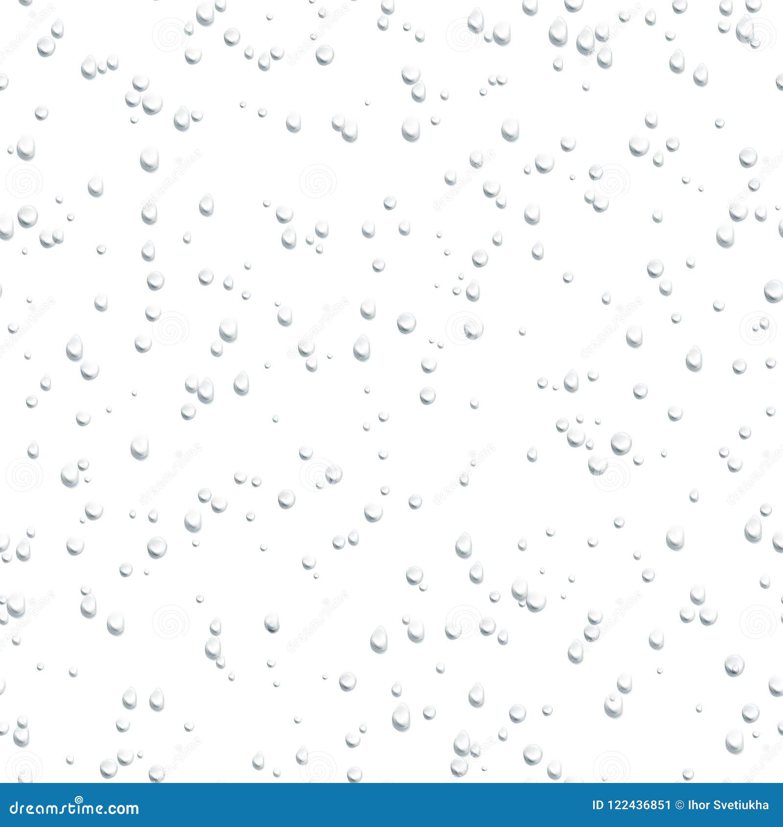 Water Drops Seamless Pattern Isolated on White Background. Rain Drops ...