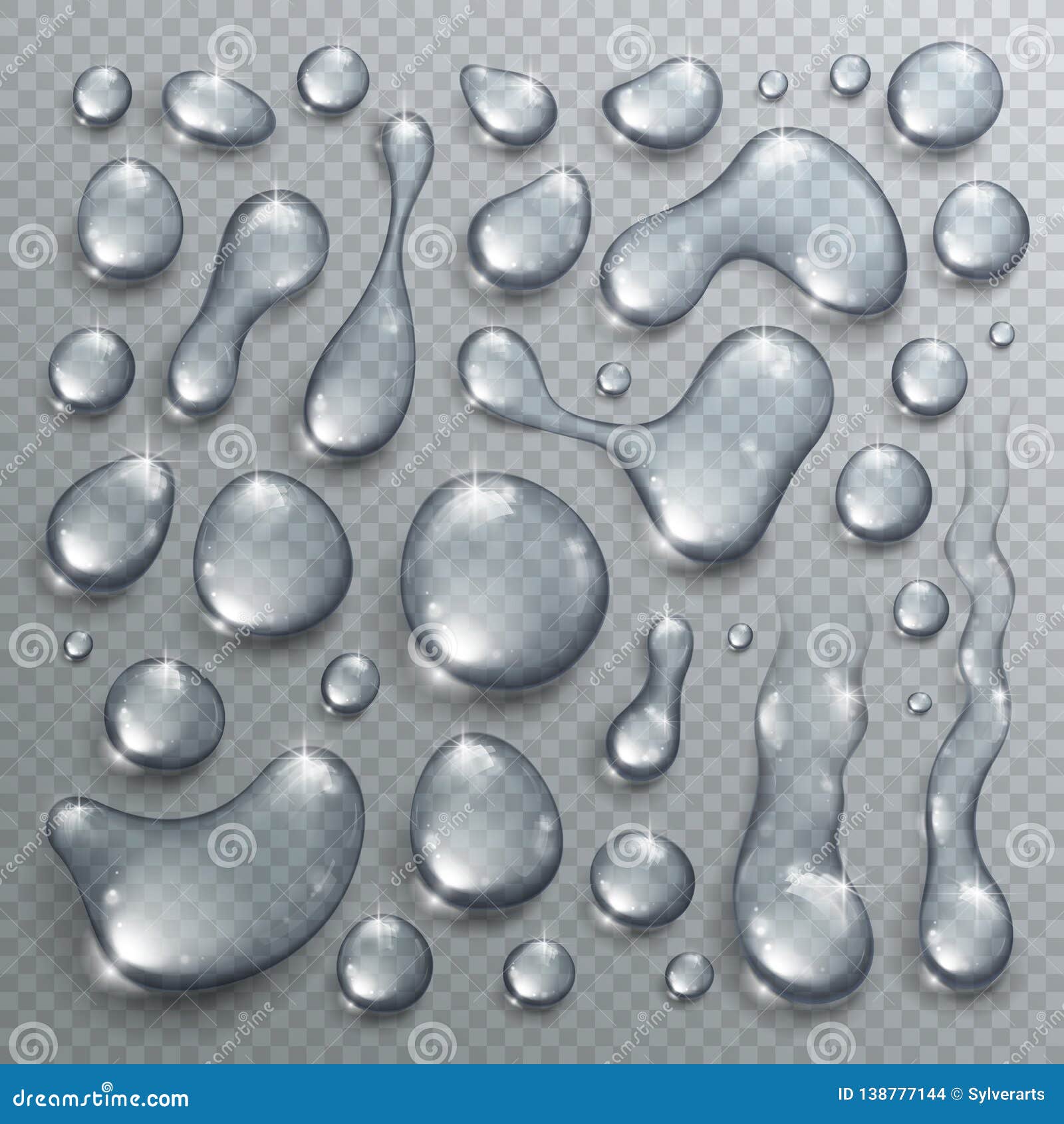 Water Drops Set Vector Realistic 3d Elements Collection, Transparent ...