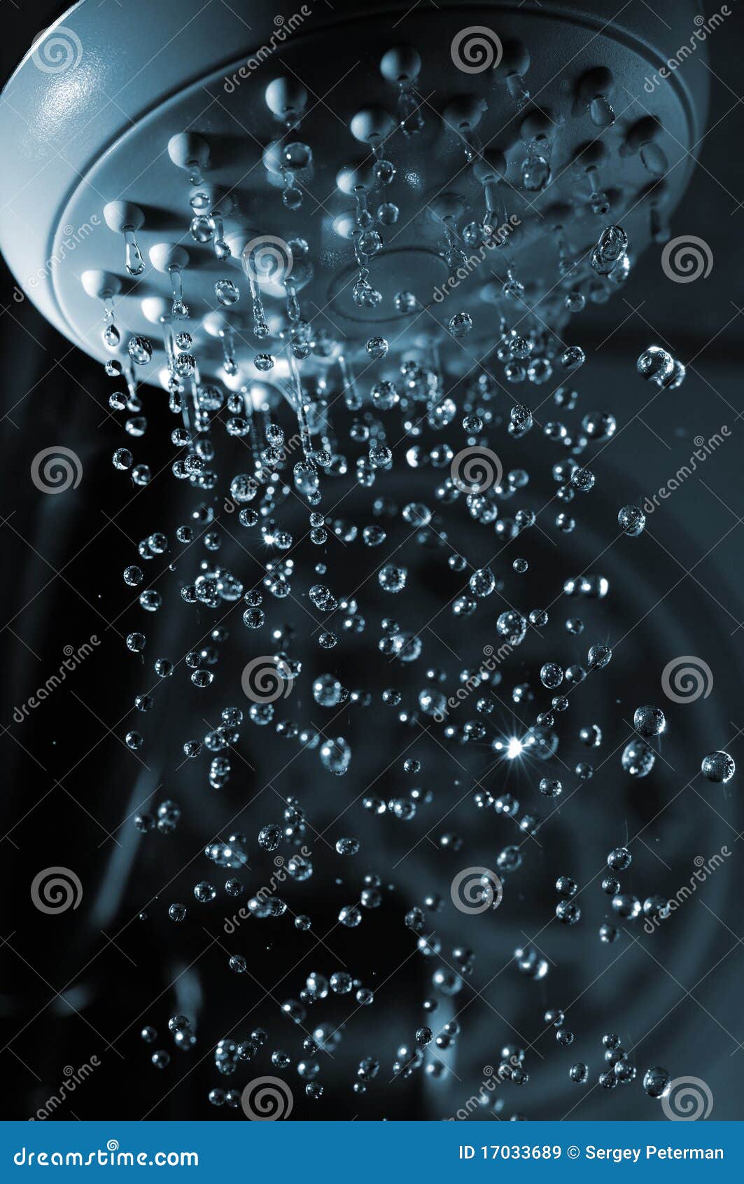 Water Drops from Shower in Dark Stock Image - Image of closeup, evening ...