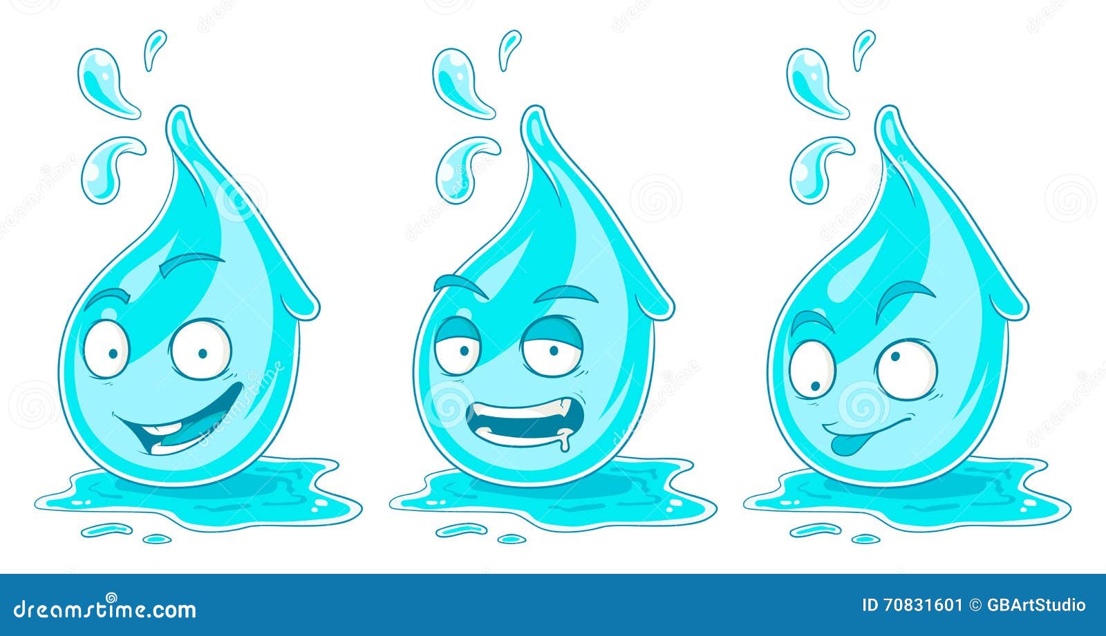 Water Drops Smiles Emotions Set Stock Vector - Illustration of happy ...