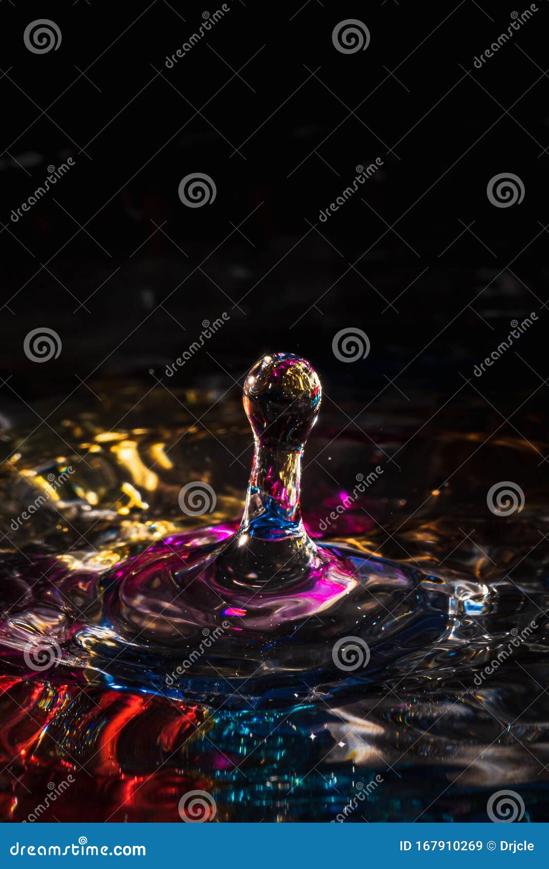 Water Drops Splash Forming Ripples and Waves and Abstract Water Columns ...