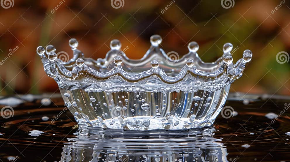 Water Drops on the Surface of the Water after a Drop of Water Stock ...