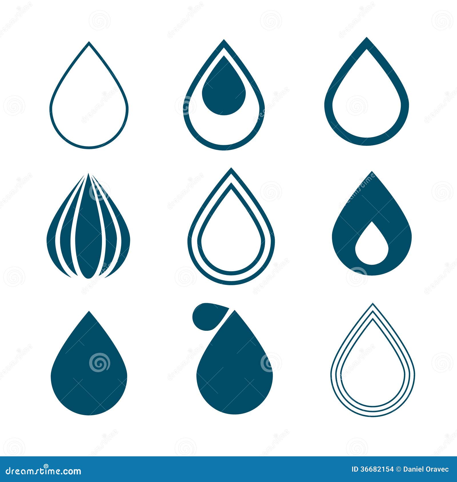 Water Drops Symbols Set Isolated on White Background Stock Vector ...
