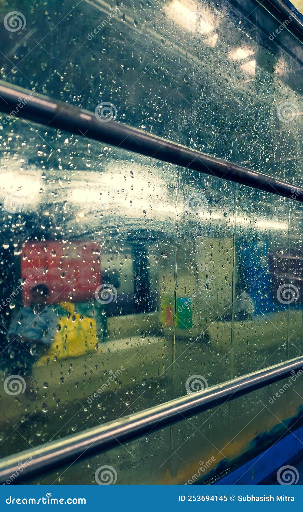 Raindrops on the Train Window. Water Drop. Stock Image - Image of rail ...