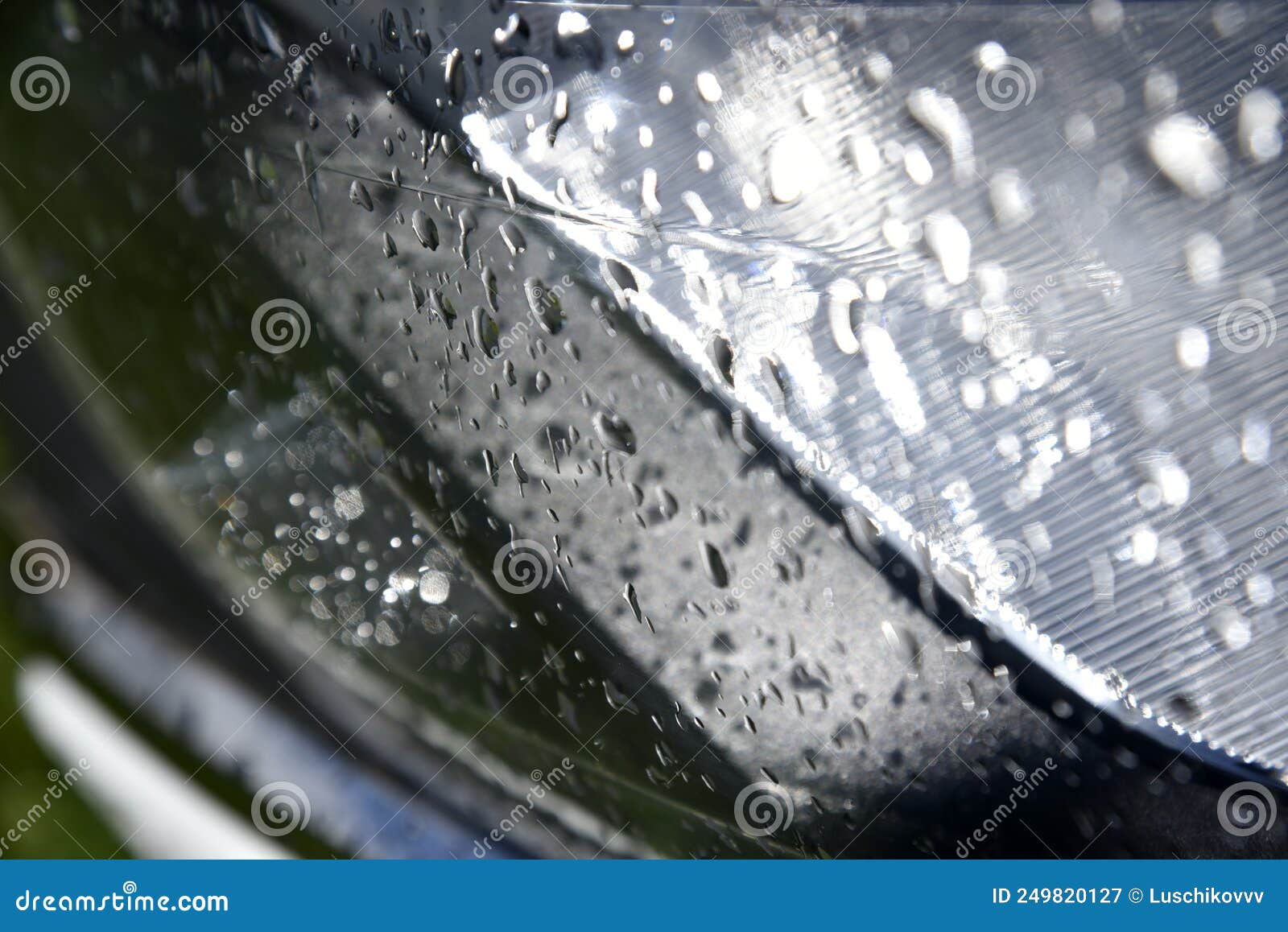 Water Drops on the Transparent Surface of the Car Headlight Stock Image ...