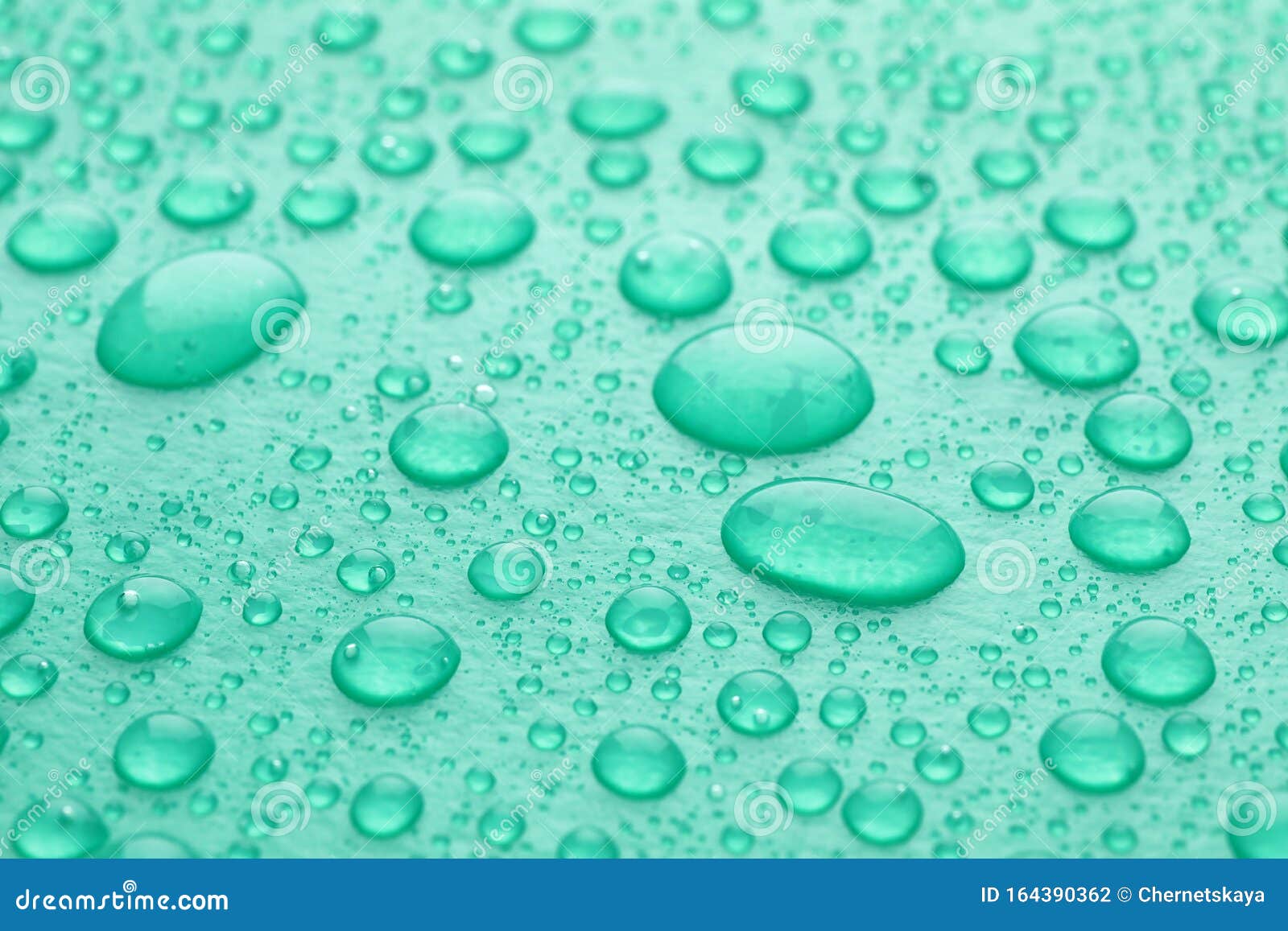 Water Drops on Turquoise Background, Closeup View Stock Photo - Image ...