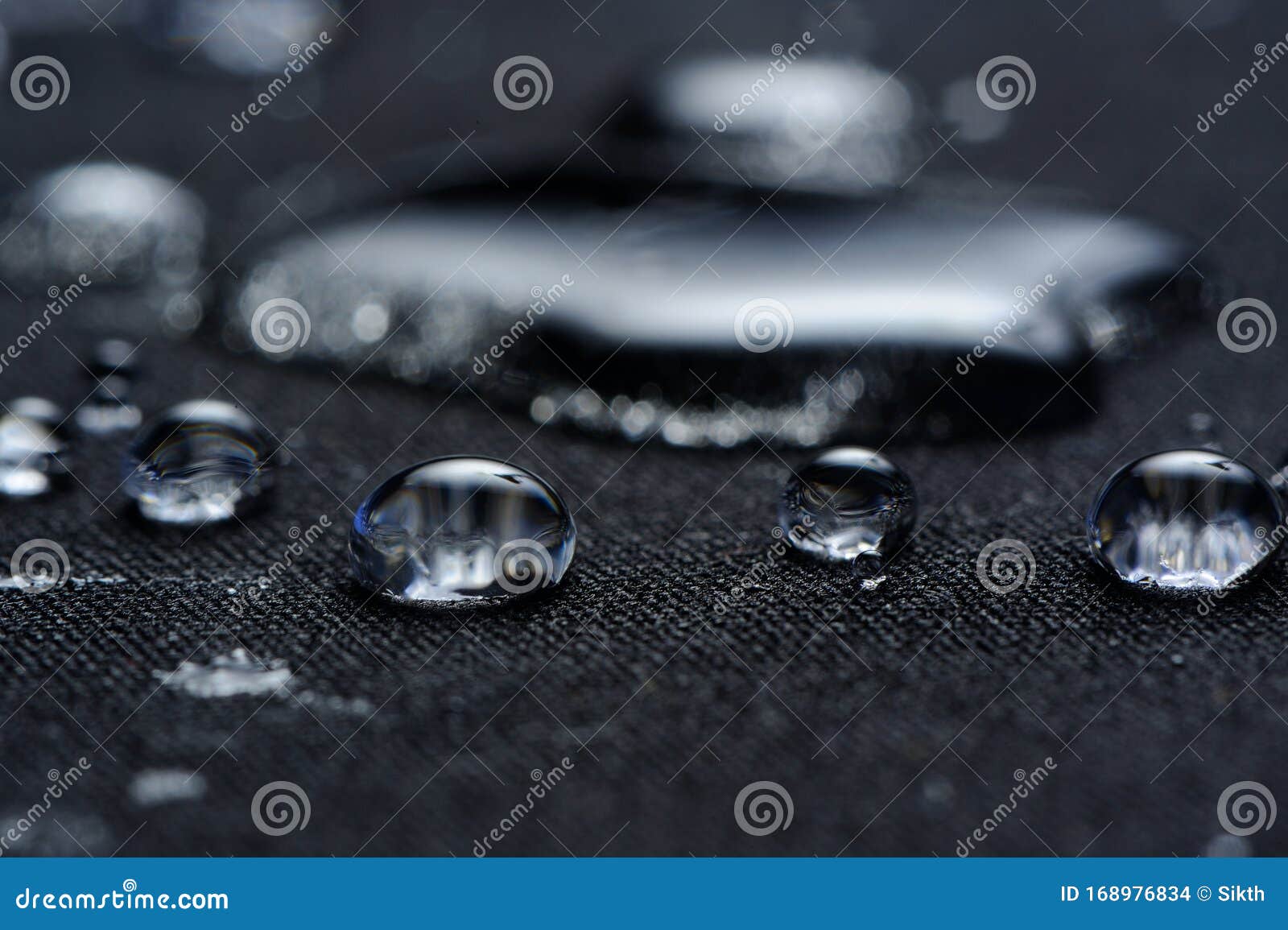 Water Drops on Waterproof Fabric Macro Stock Photo - Image of drops ...