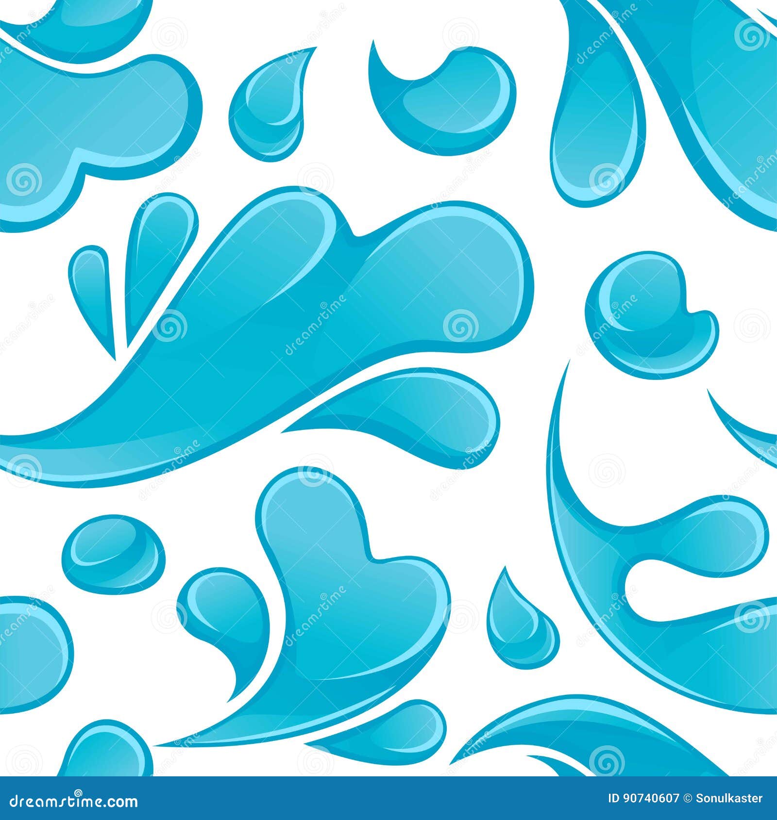 Water Drops and Wave Splashes Vector Seamless Pattern Stock Vector ...
