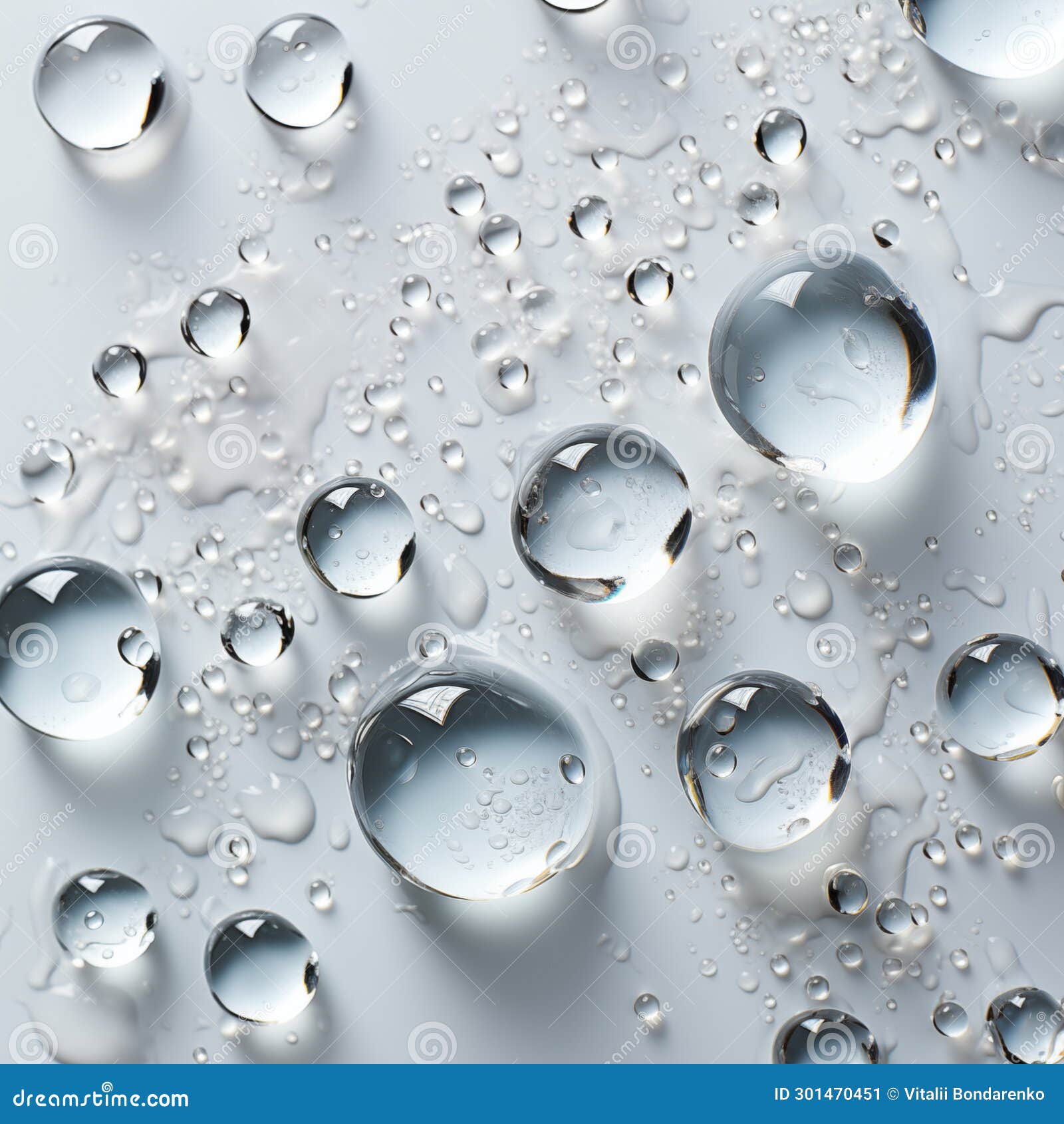 Water Drops on White Background. 3d Rendering. Computer Digital Drawing ...