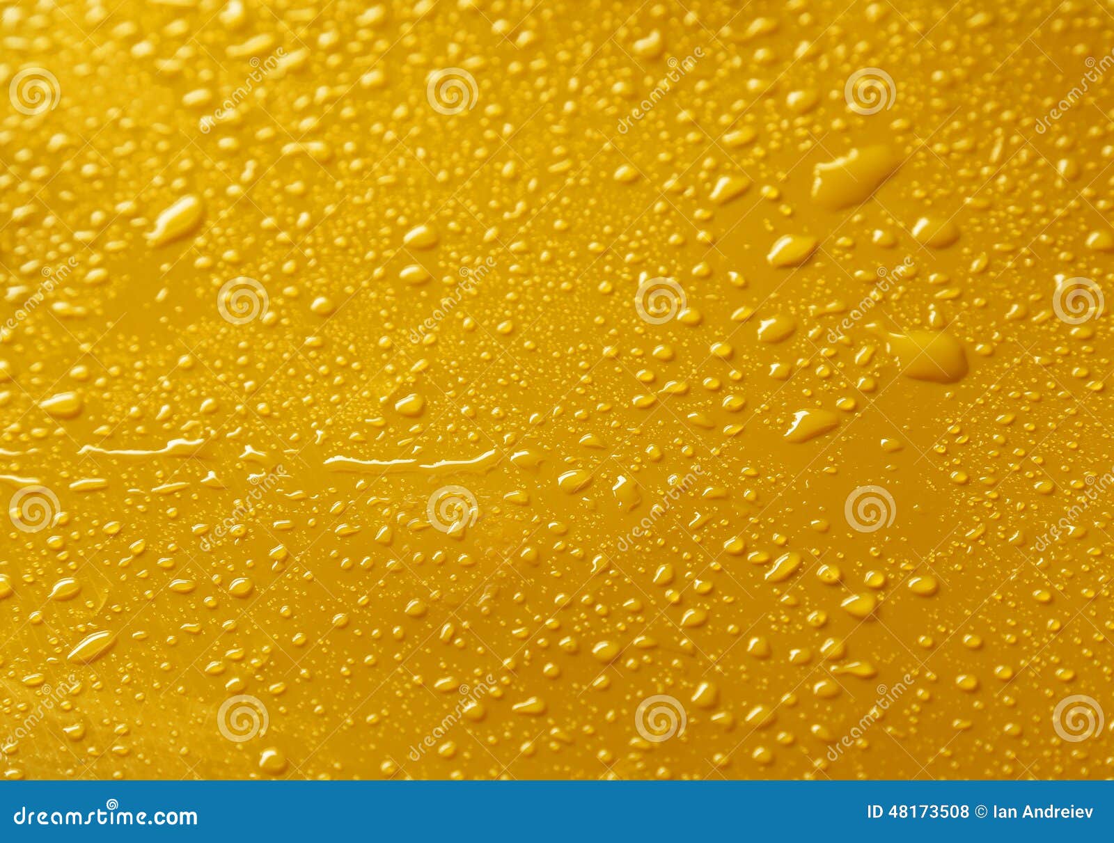 Water Drops on Yellow Background, Close Up Stock Photo - Image of clear ...