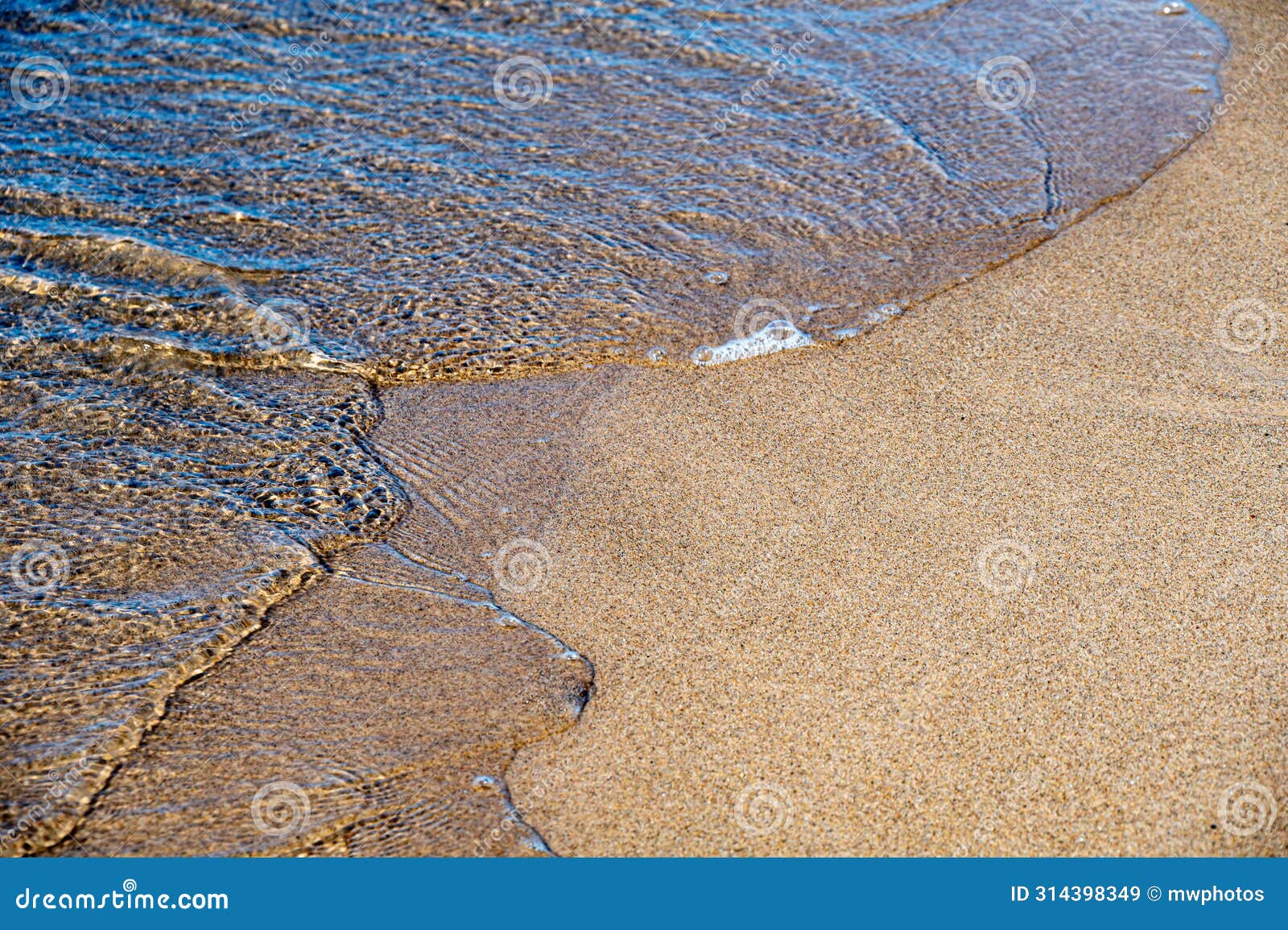 Water Ebbing and Flowing on Smooth Sandy Beach Stock Image - Image of ...