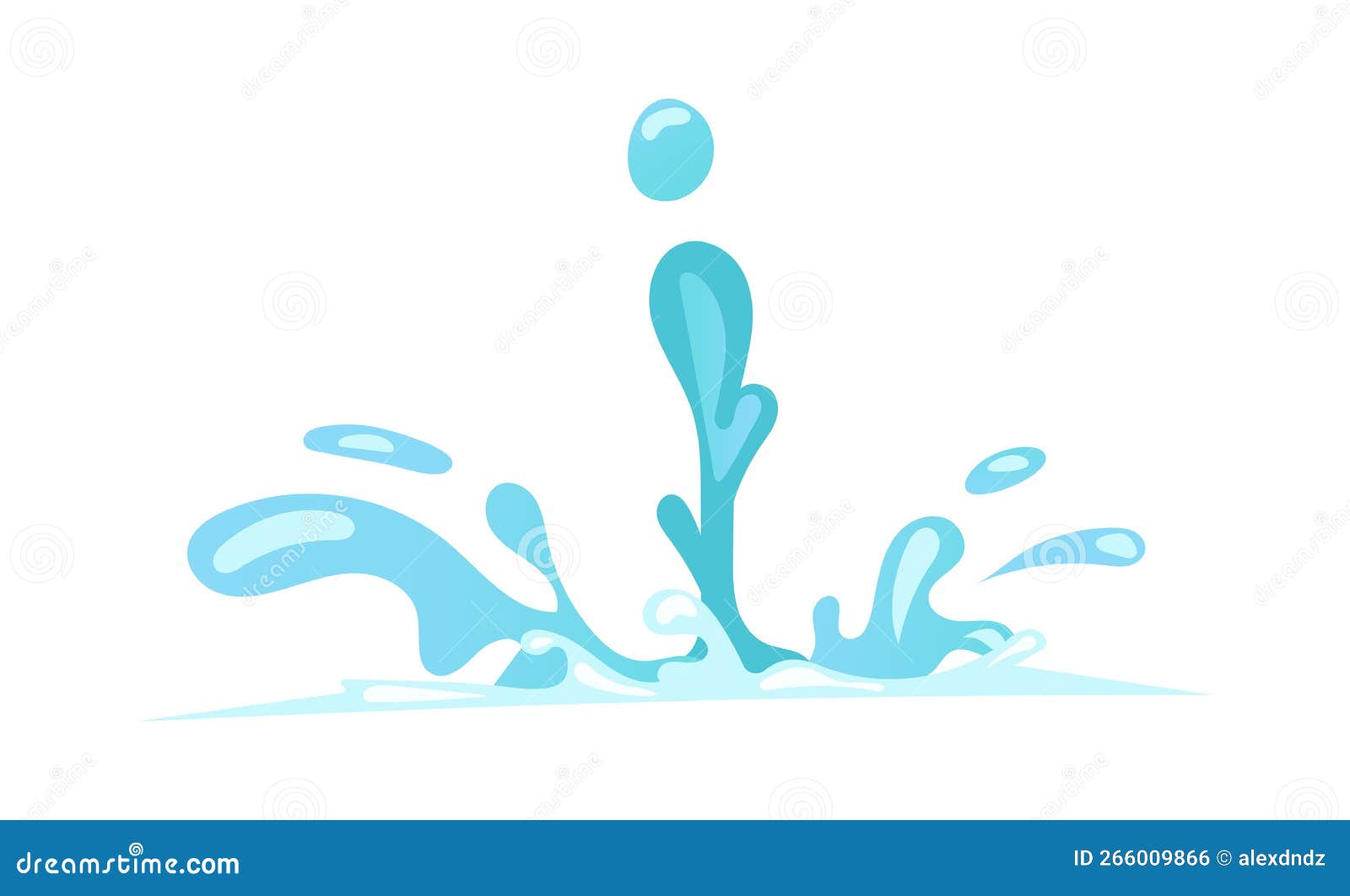 Water Effect with Blue Aqua Splashes and Falling Liquid Drops. Stock ...