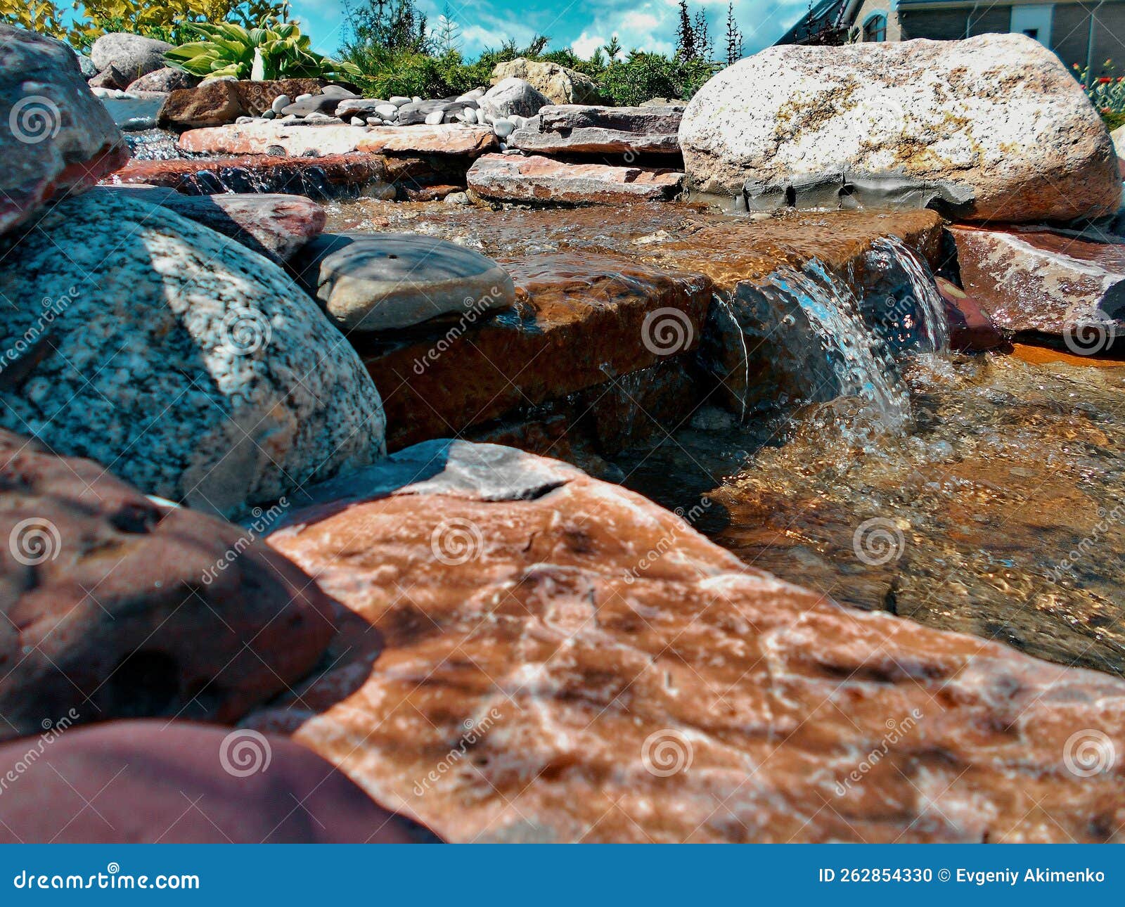 Water Element in Landscape Design, Cascade Stock Photo - Image of water ...
