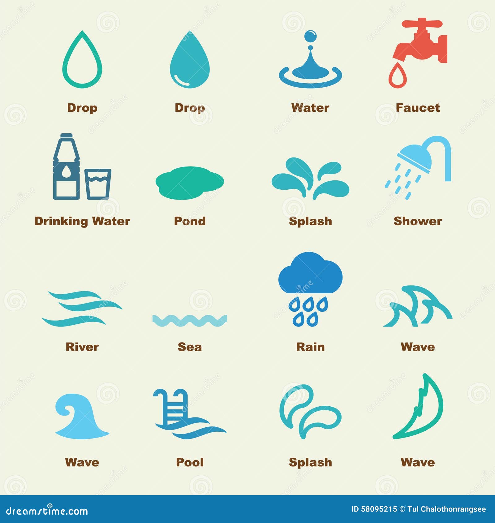 Water elements stock vector. Illustration of clear, flat - 58095215