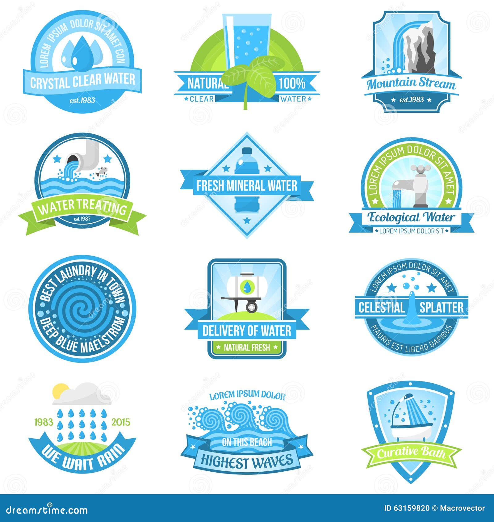 Water emblem set stock vector. Illustration of drink - 63159820