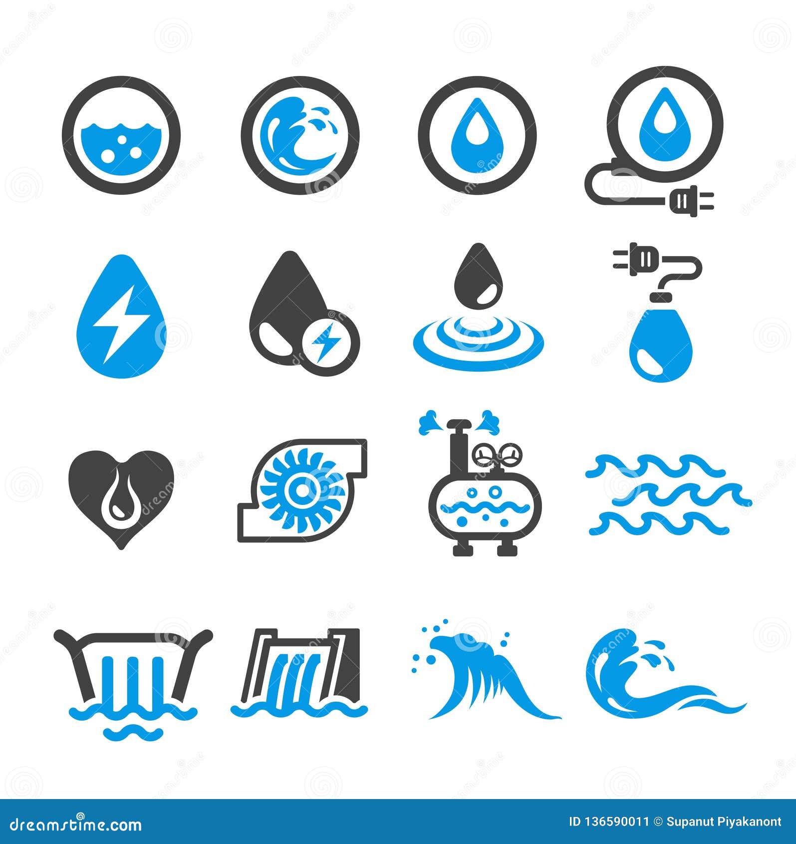 Water energy icon stock vector. Illustration of hydro - 136590011