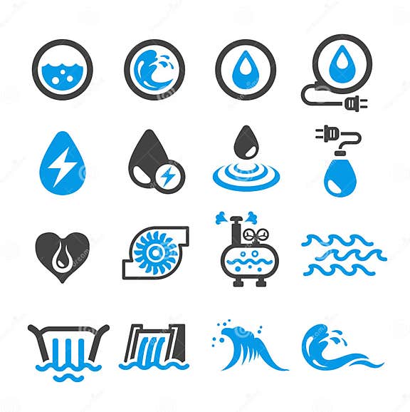 Water energy icon stock vector. Illustration of hydro - 136590011