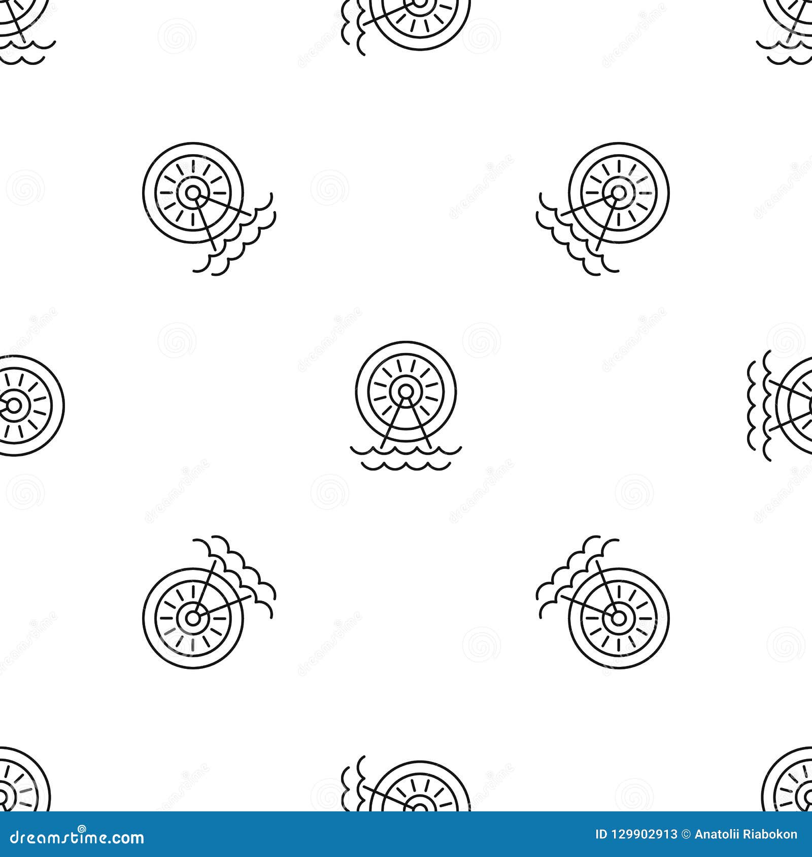 Water Energy Wheel Pattern Seamless Vector Stock Vector - Illustration ...