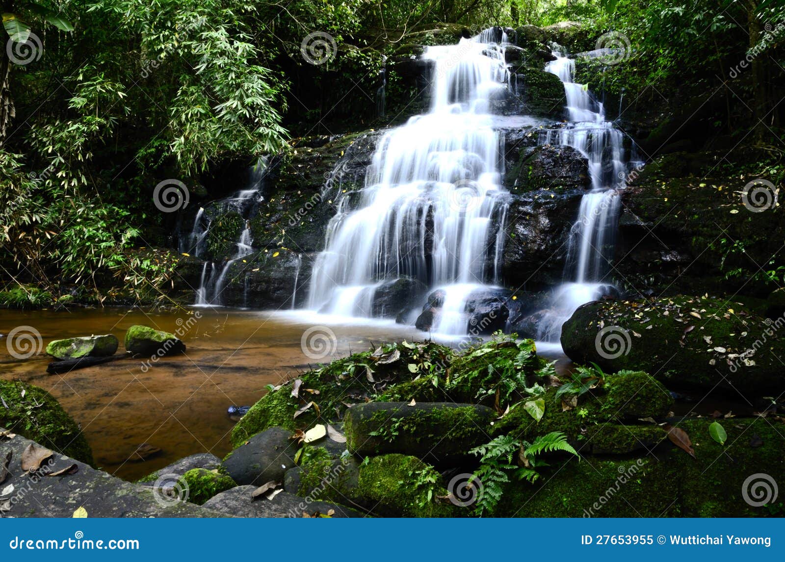 Water fall stock image. Image of flow, scenery, green - 27653955