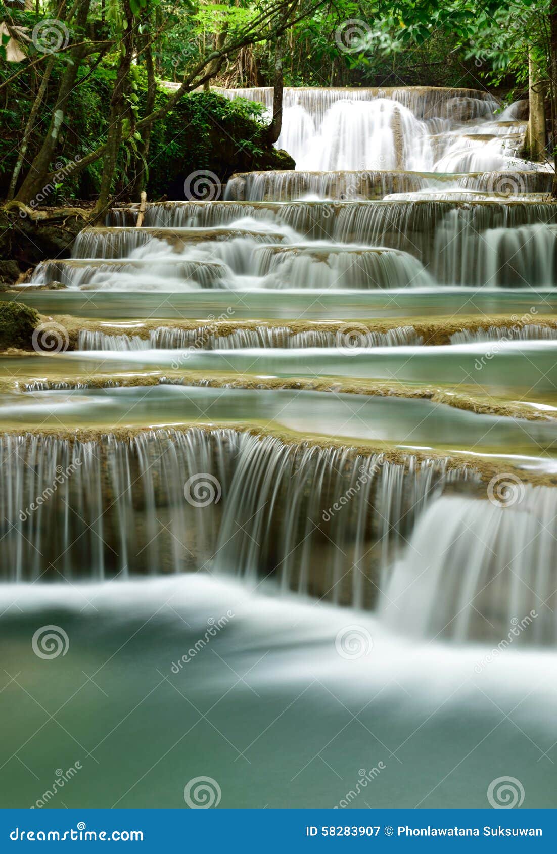 Water fall in deep forest stock image. Image of stream - 58283907