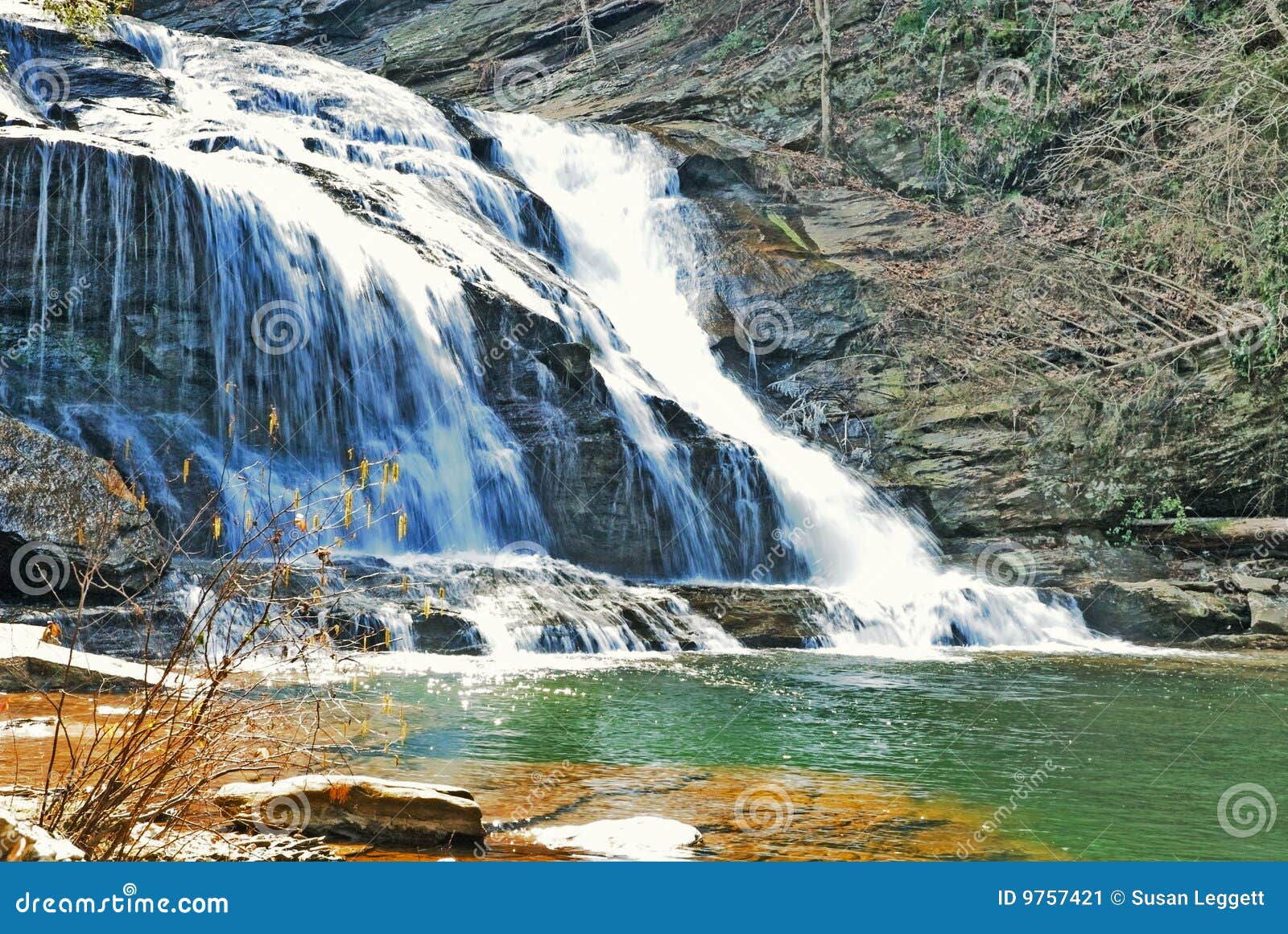 Water Fall with Green Basin Stock Image - Image of breathtaking ...