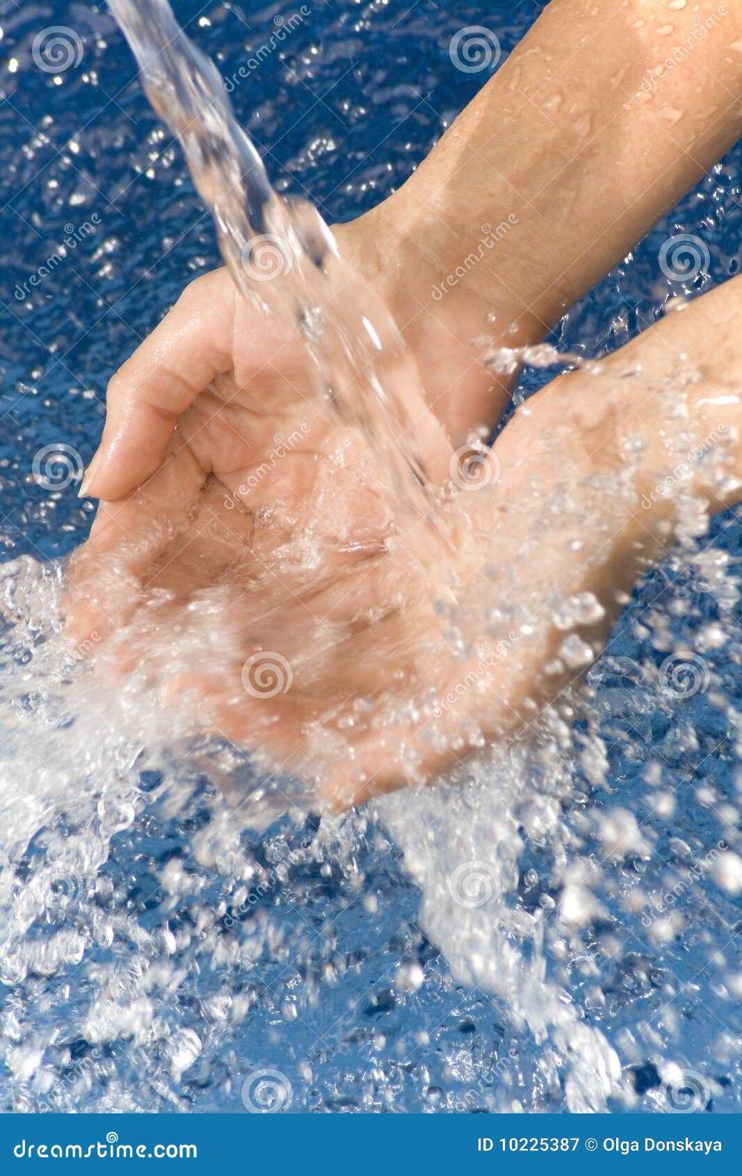 Water fall in hands stock image. Image of blue, fall - 10225387