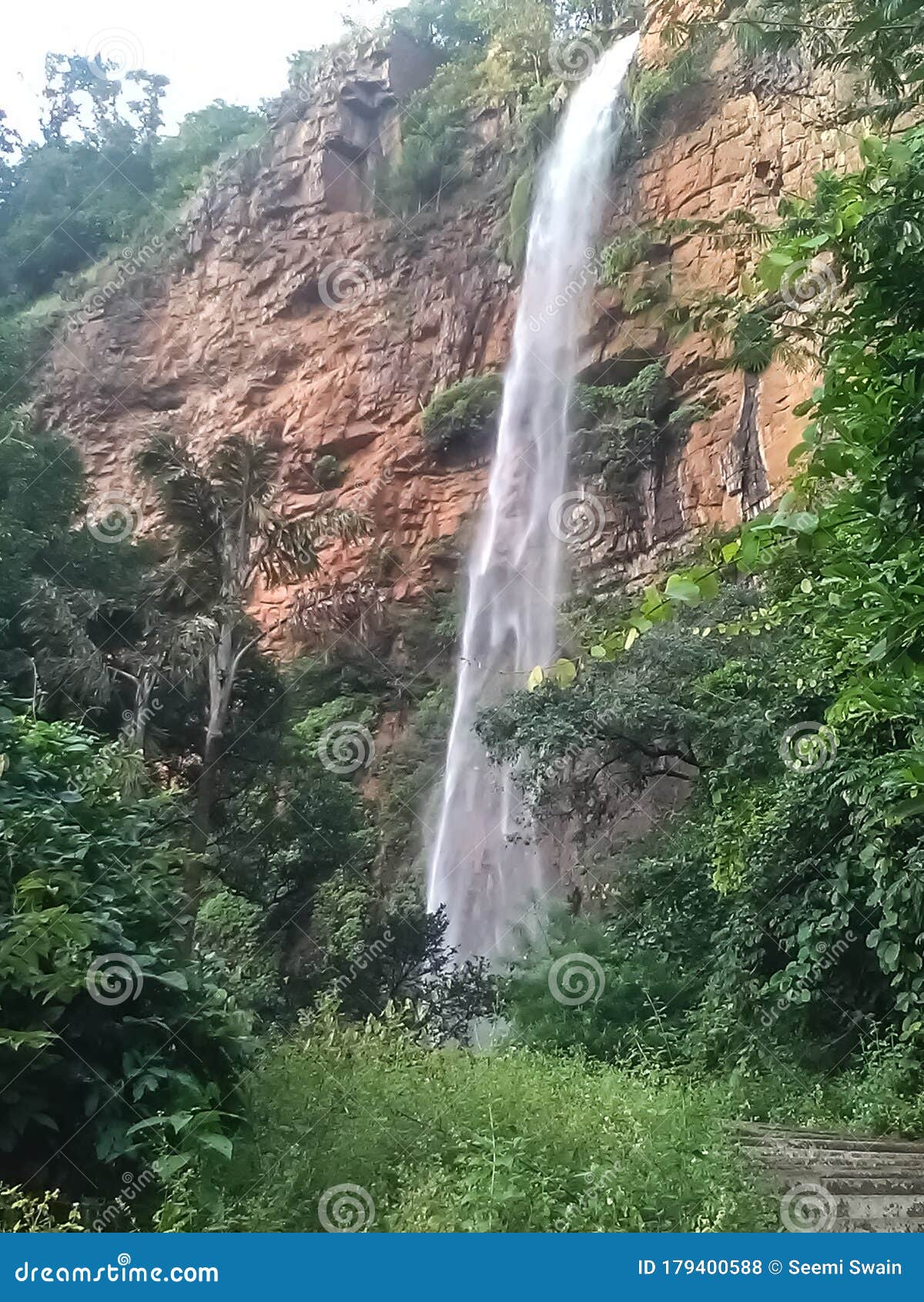 Water fall from mountain stock photo. Image of waterfall - 179400588