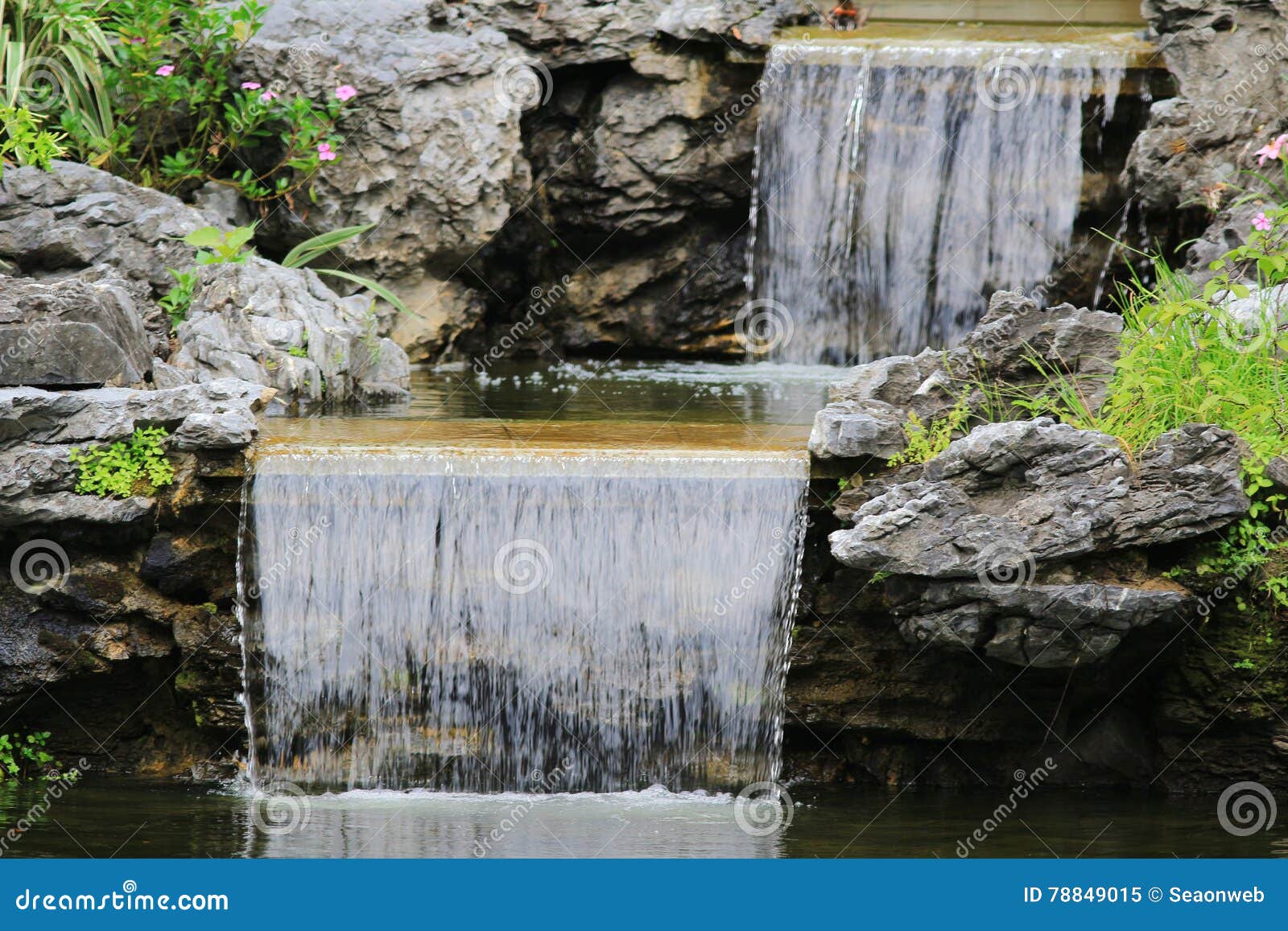 Water fall in the park stock image. Image of fall, nature - 78849015