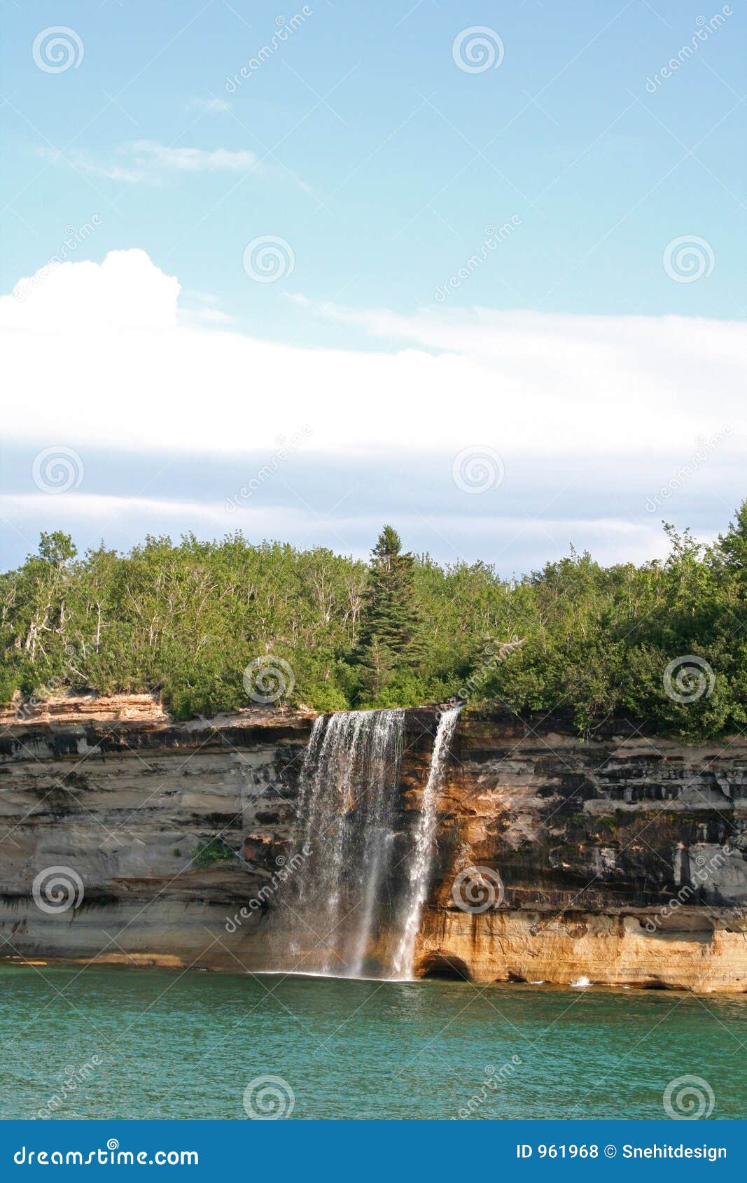 Water fall_Pictured rock stock photo. Image of superior - 961968