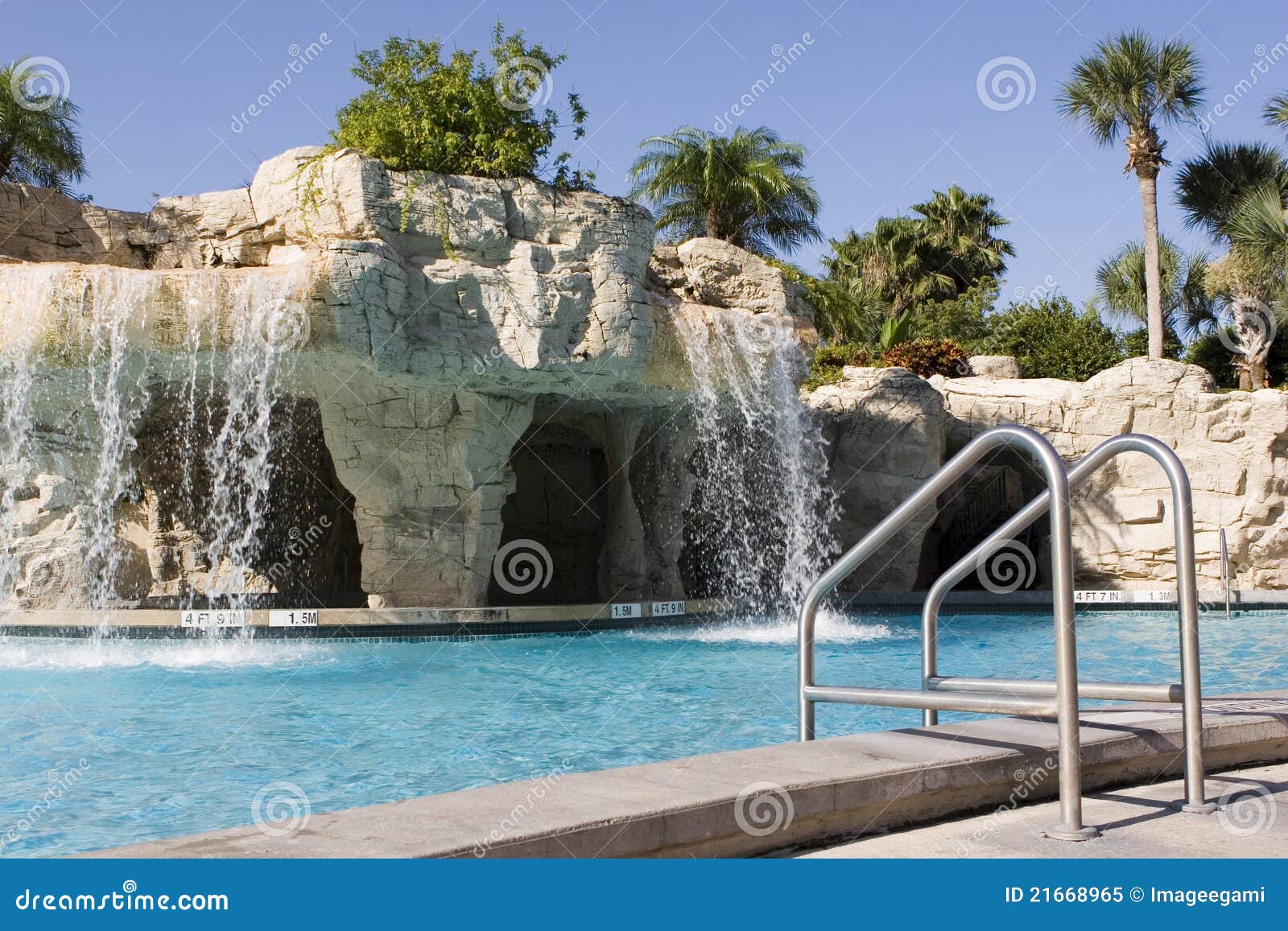 Water Fall in Pool stock image. Image of peaceful, poolside - 21668965